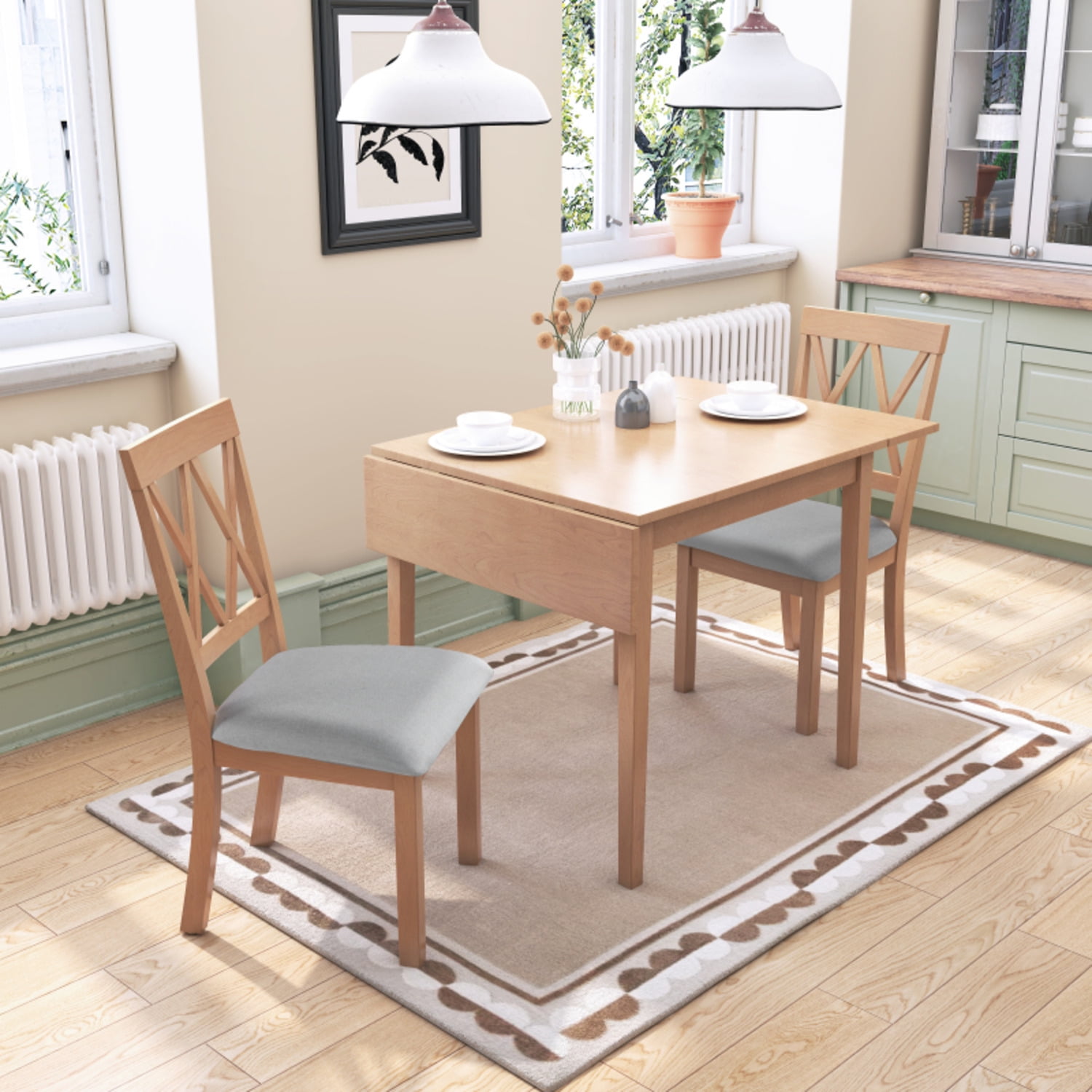 29"-45" Extendable Dining Table for 4 with Rubberwood Legs Folding ...