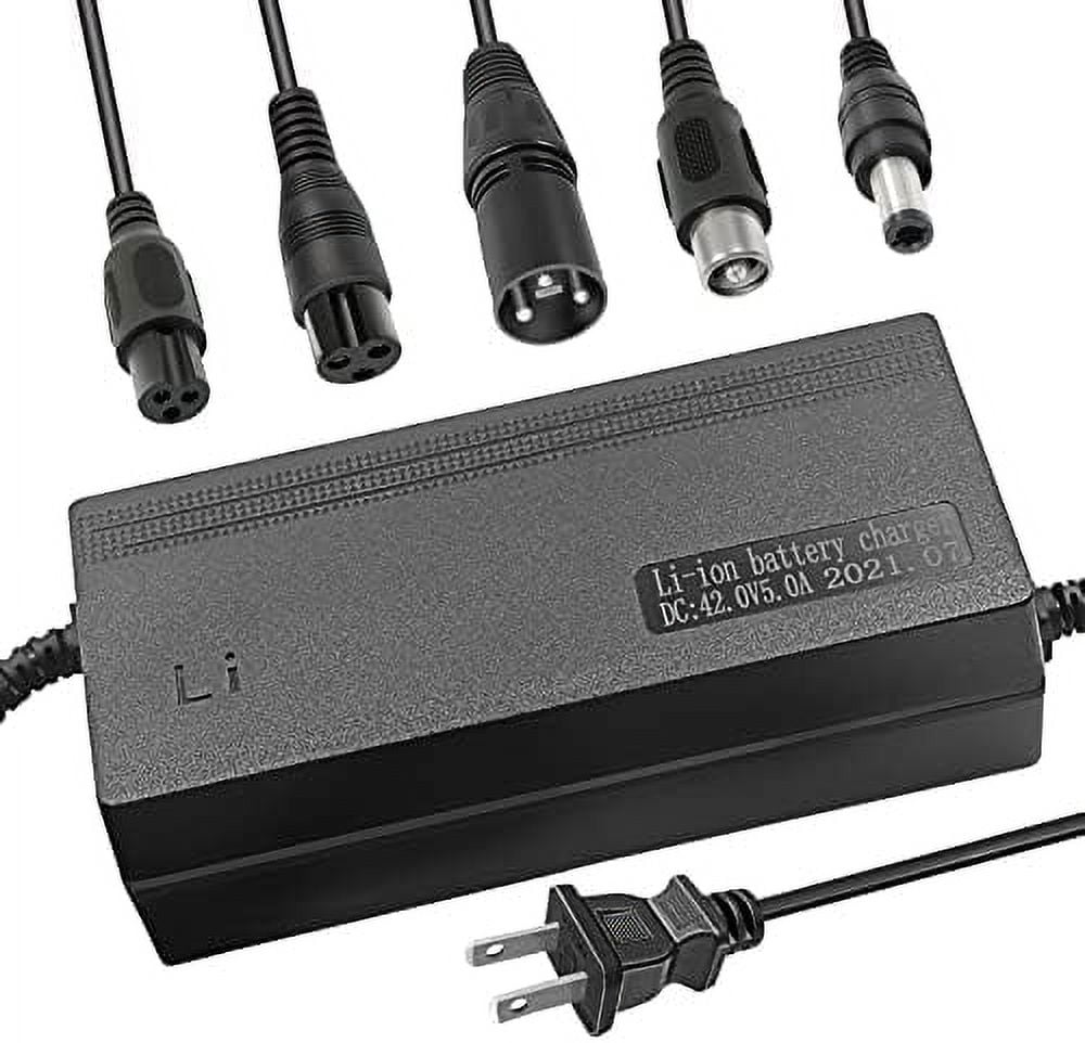 Tnvodejo 42V 5A Li ion Battery Charger Multiple Plugs PowerFast 3-Prong ...