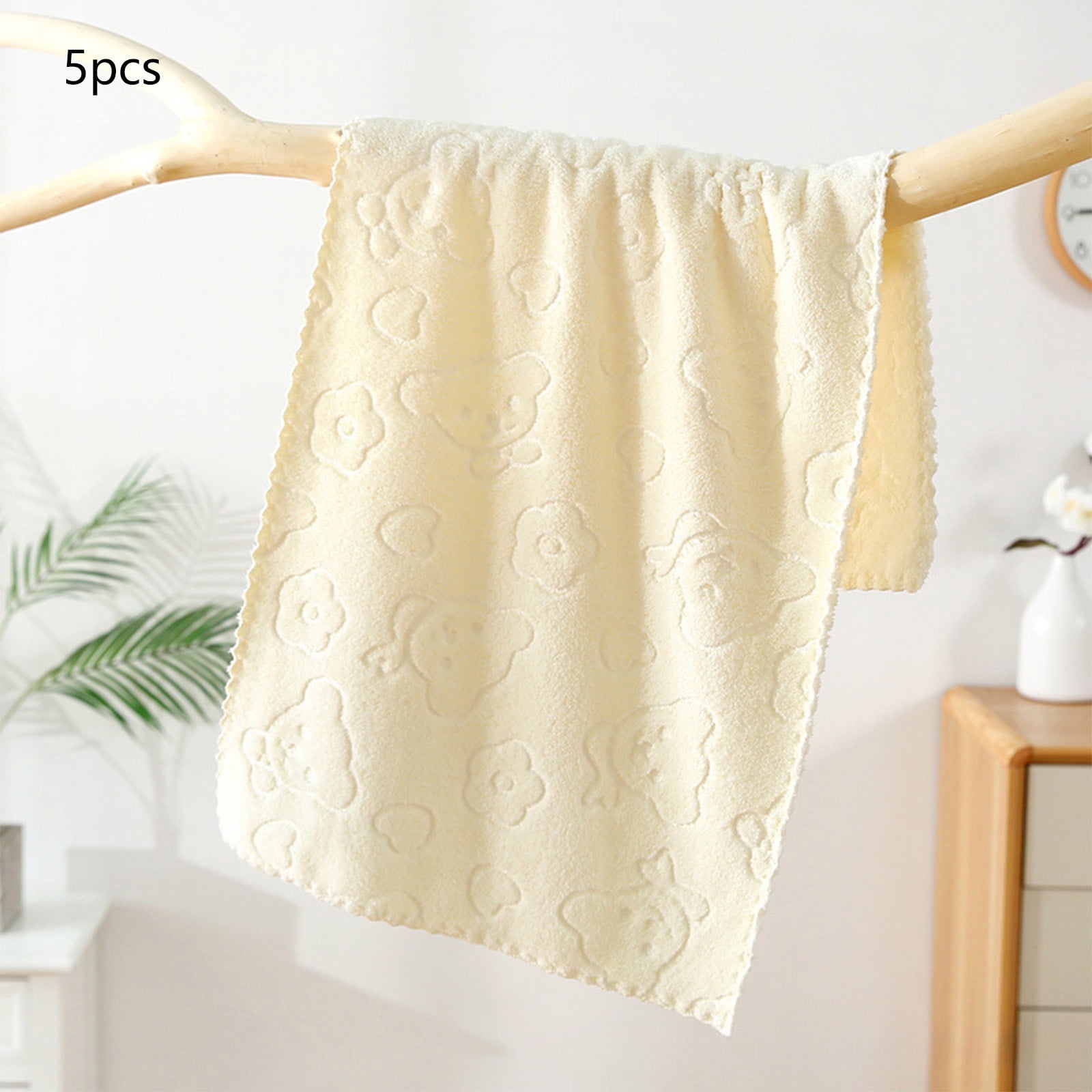 29.5*13.8in Coral Velour Embossed Towels, 5pcs Soft Absorbent Quick ...