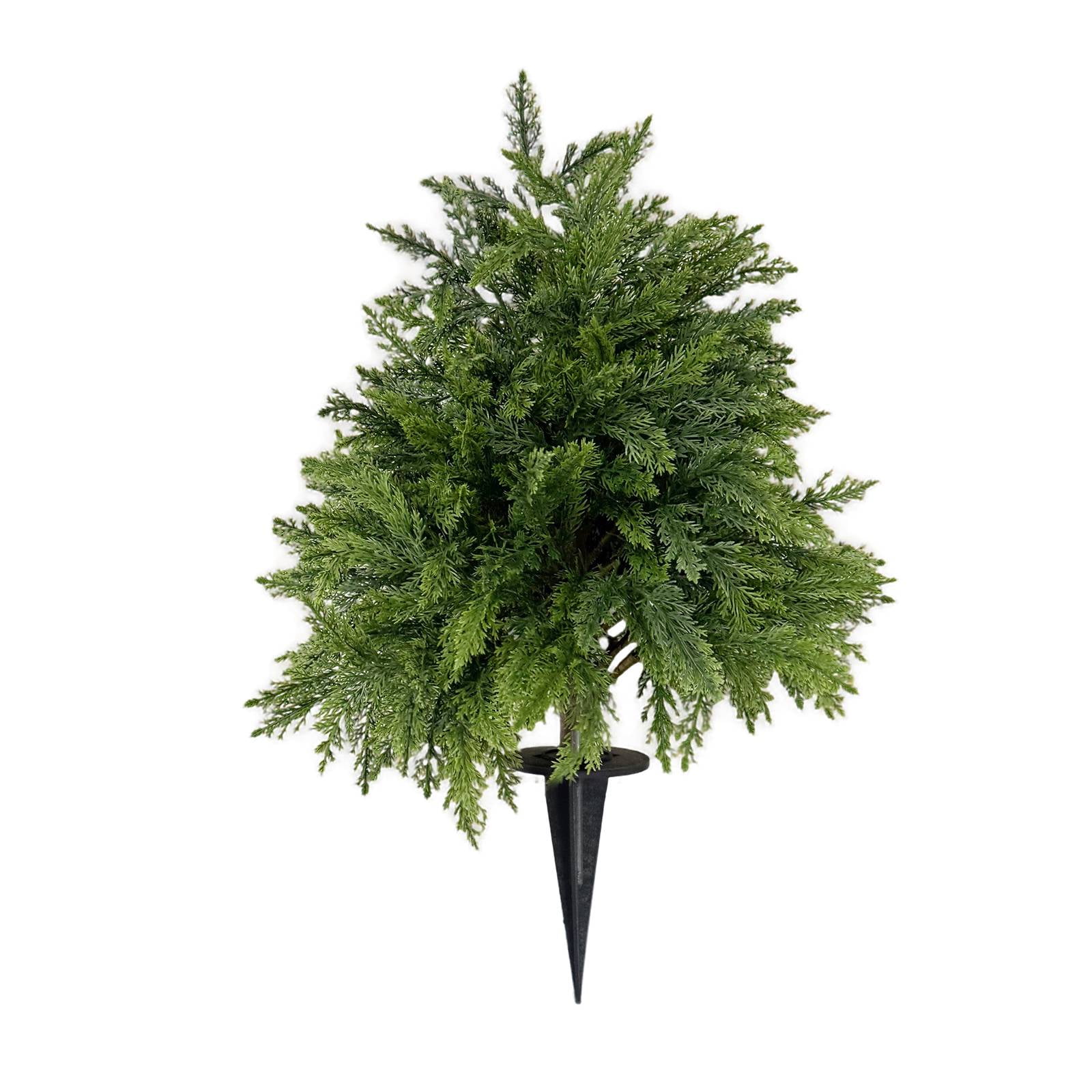 29.5" Artificial Cedar Topiary Ball Trees with Ground Spike, UV ...