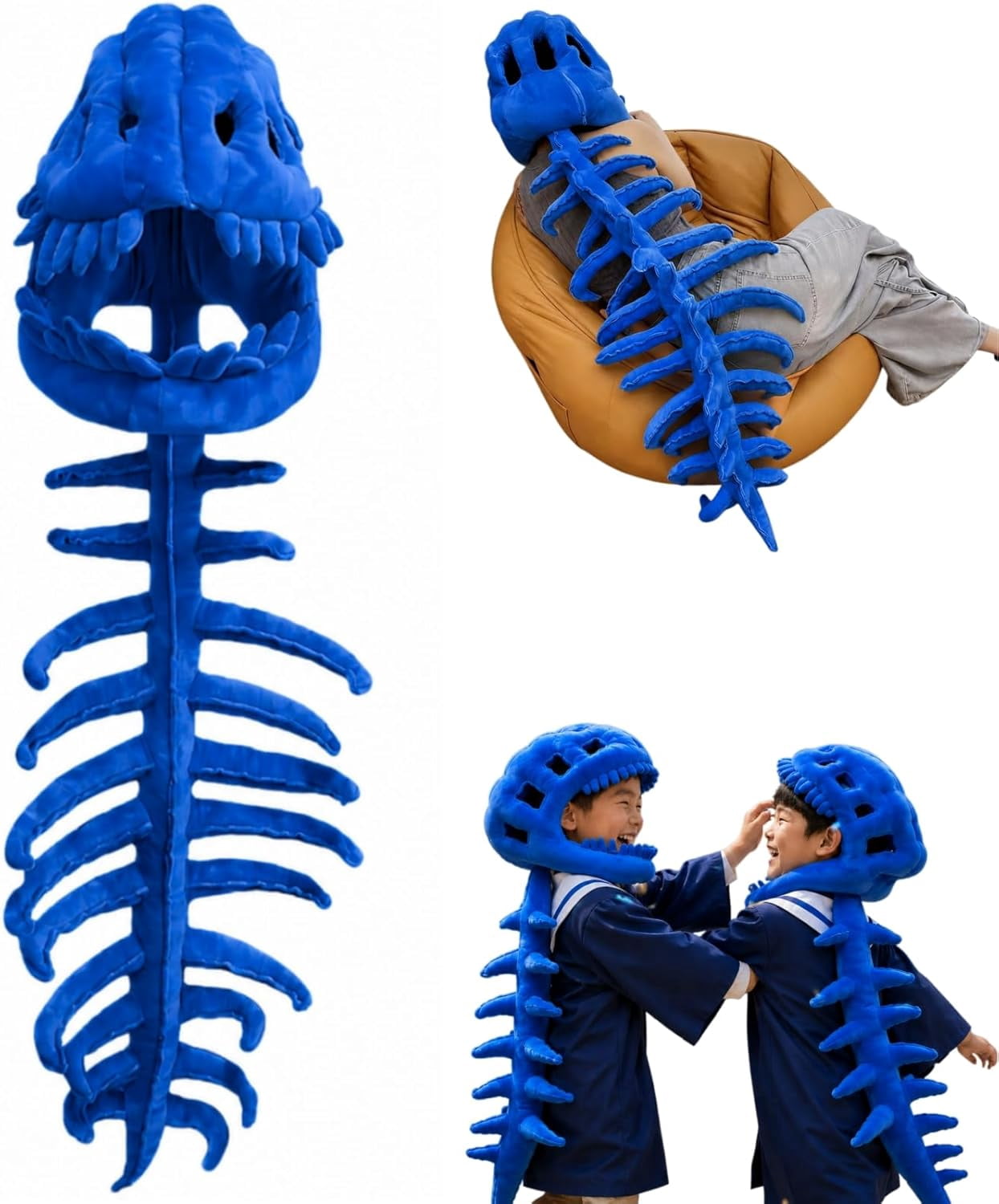 29.5" Dinosaur Skeleton Costume – 3D Spinosaurus Skull Mask & Plush ...