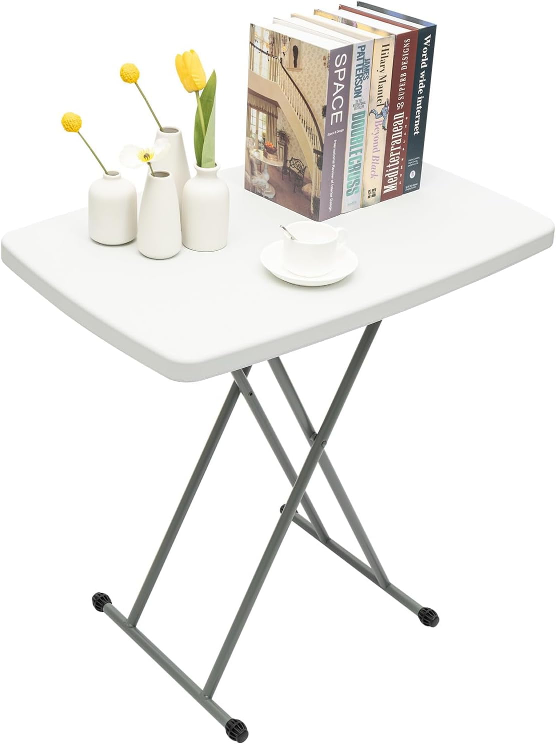 29.5'' Height Adjustable Plastic Folding Tray Table, Folding Laptop ...