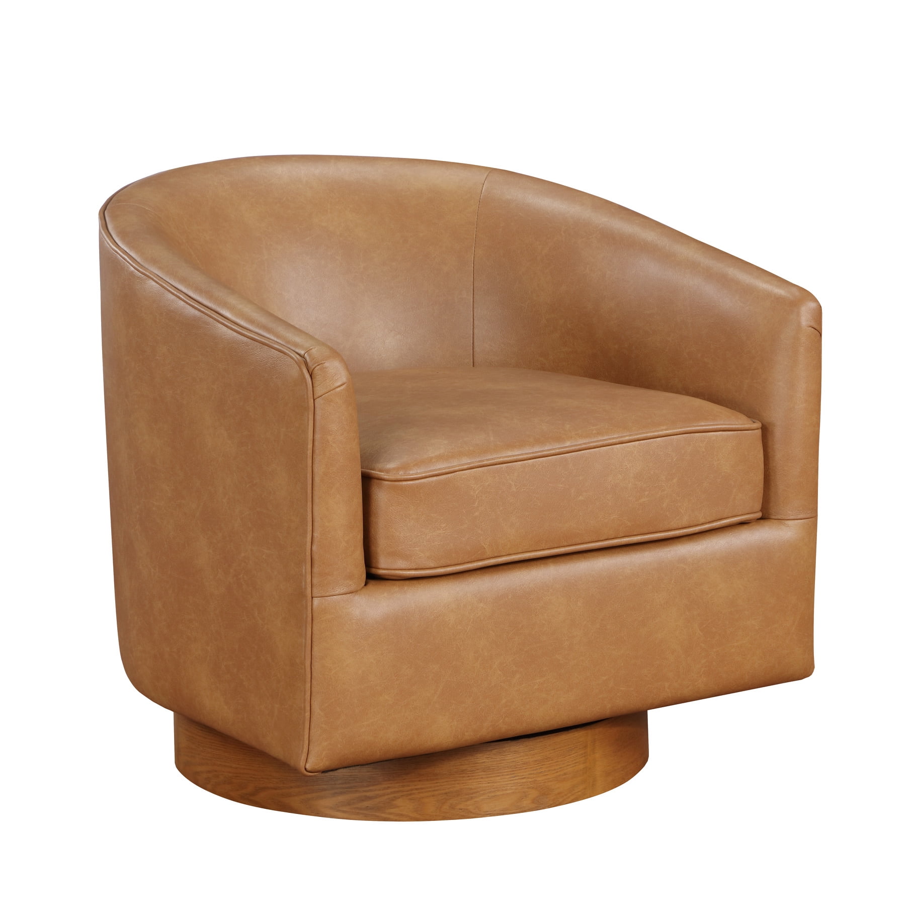 29.5 In. Widely Packaged Swivel Chair With Wood Base And Faux Leather ...