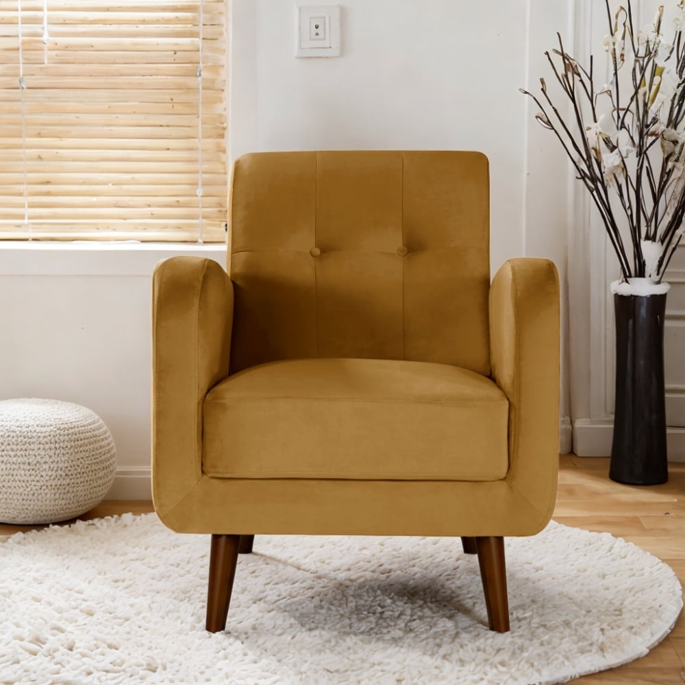 29.5 Inch Modern Wide Accent Chair, Single Armchair with Wooden Legs ...