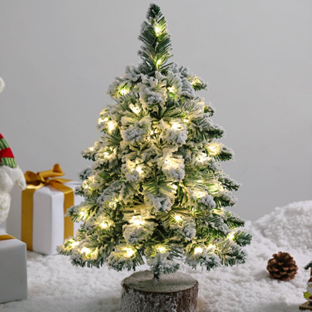 29.5 Inch Small Flocked Christmas Tree with Light, Pre-lit Mini ...