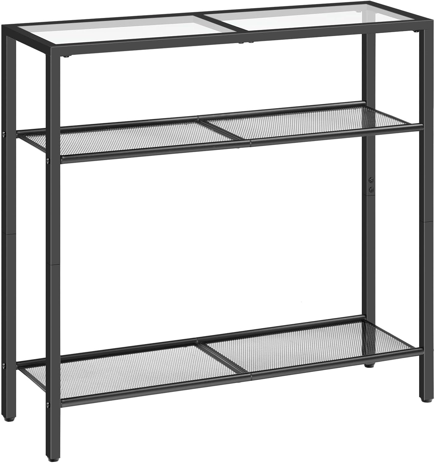 29.5" Narrow Console Table, 3-Tier Tempered Glass Sofa Table, Small ...