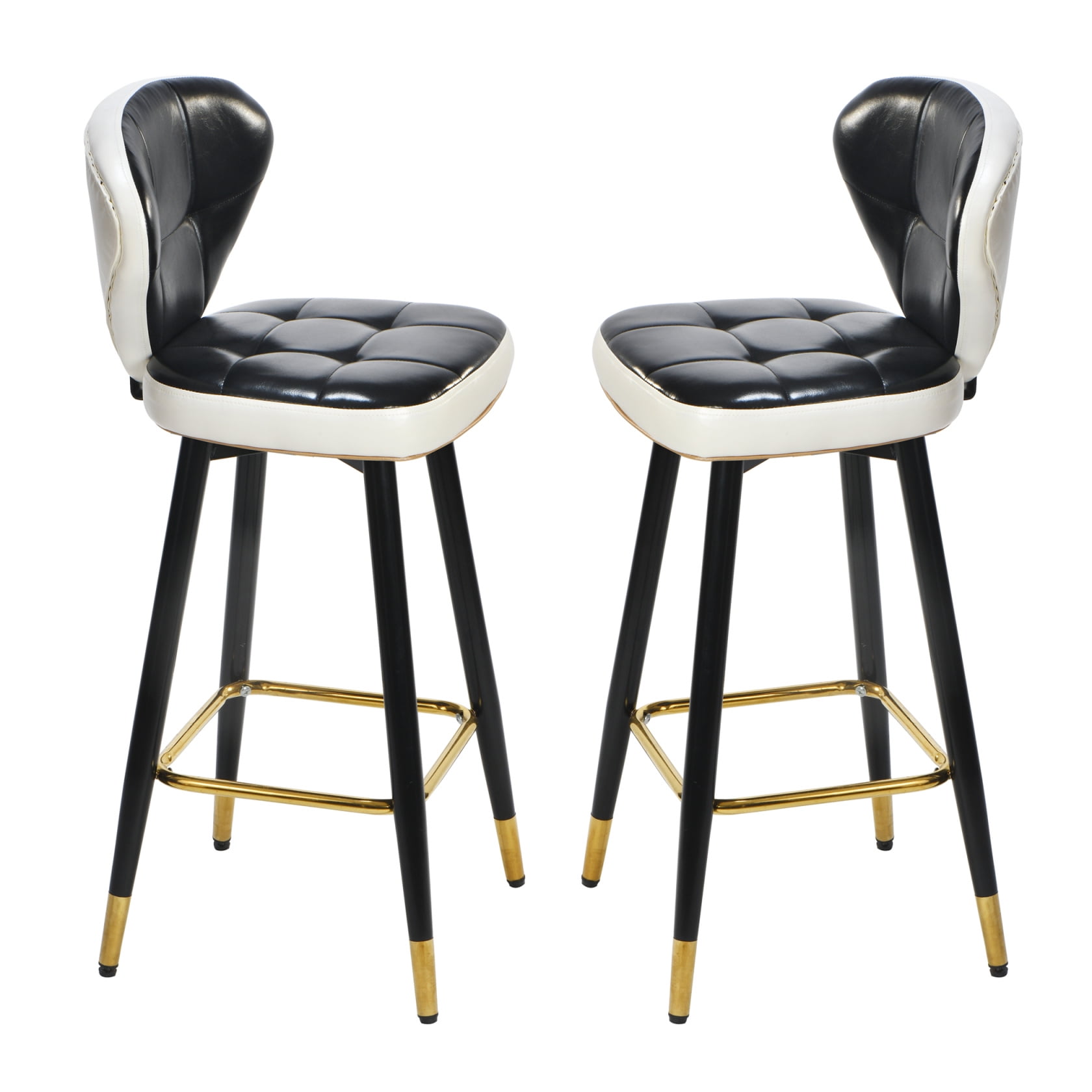 29.5" PU Leather Bar Stools Set of 2, Swivel Counter Height Barstools ...