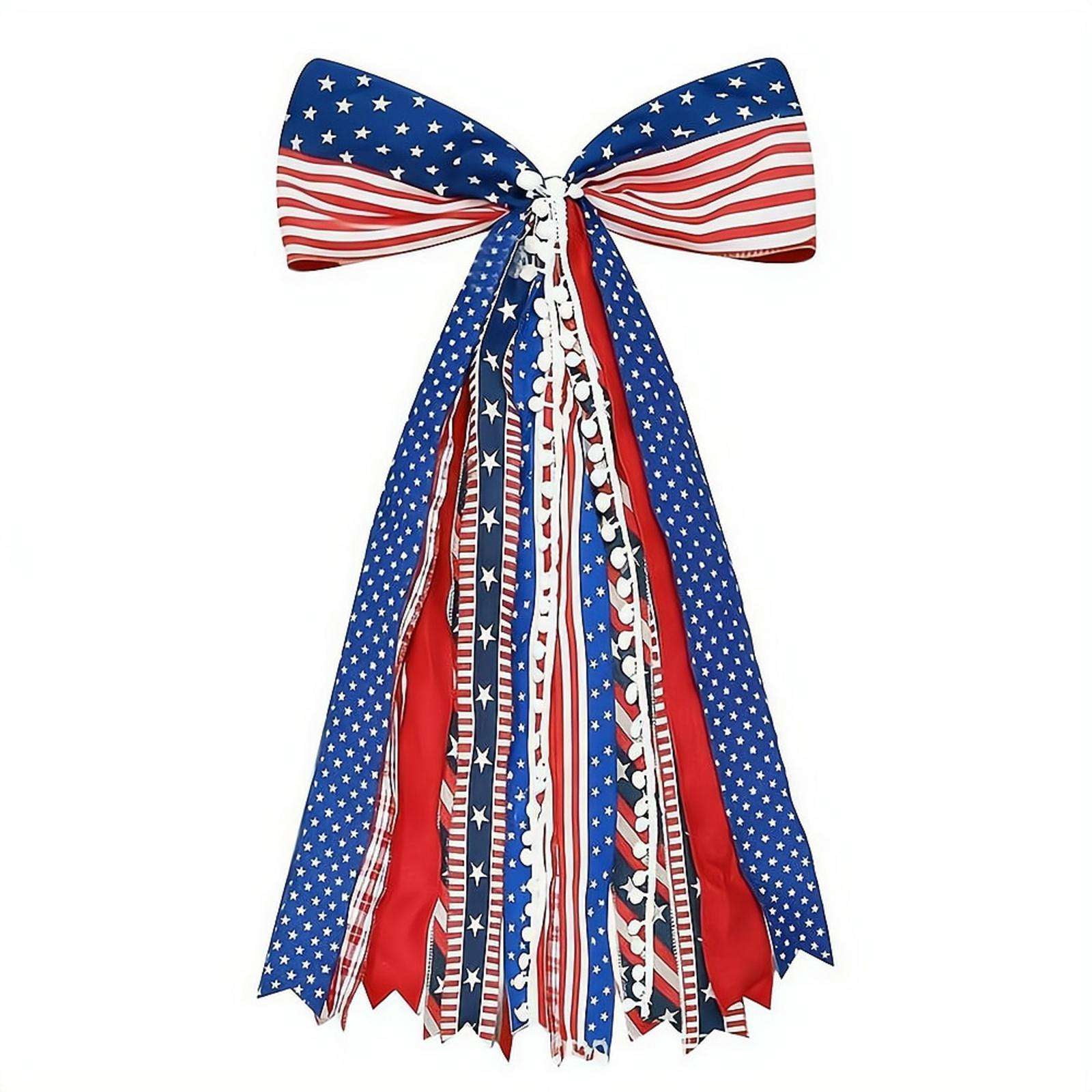 29.5" Red White Blue Patriotic Wreath Bow, Stars Ribbon, 4th of July ...