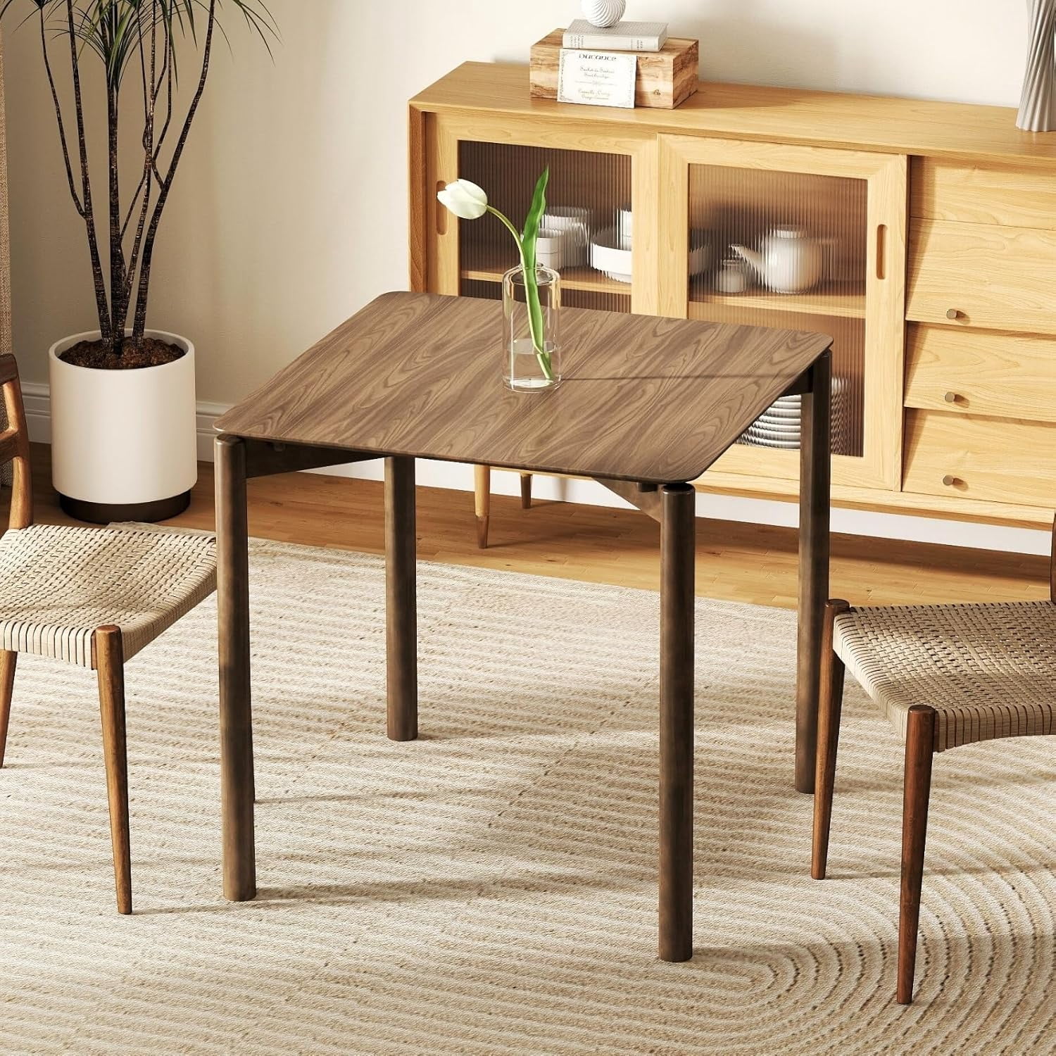 29.5'' Square Wooden Dining Table, Modern Wood Kitchen Table for 4 ...