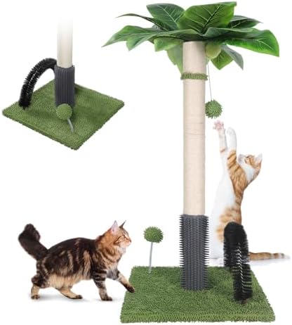 29.5” Tall Cat Scratching Post for Large Indoor Cats, Sisal Scratching ...
