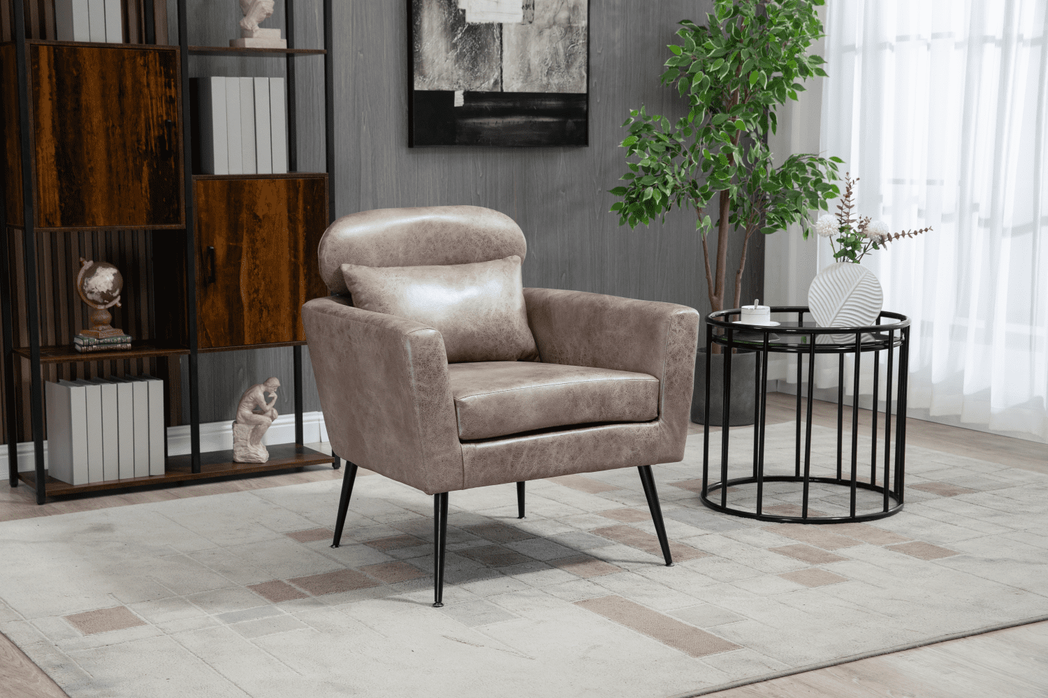 29.5"W Classical Accent Chair Armchair Upholstered Reading Chair Single ...