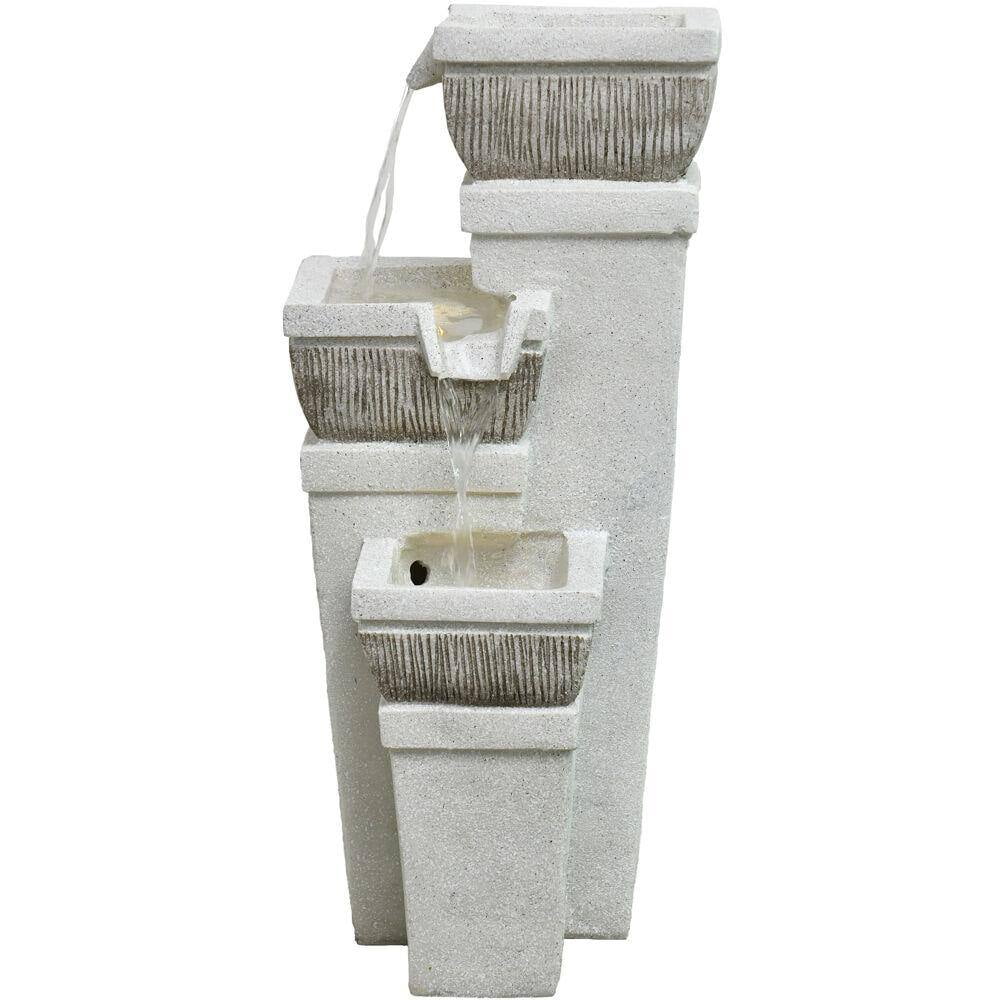 29.5 in. 3-Tier Tri-Column Indoor or Outdoor Garden Fountain with LED ...