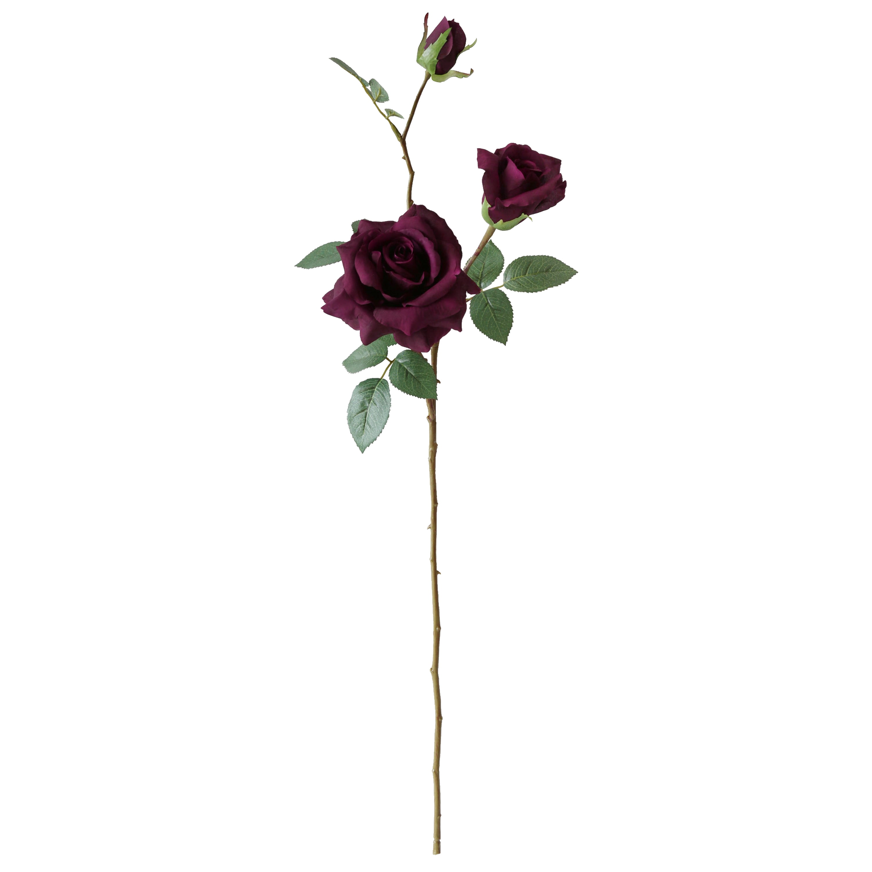 Mainstays 29.5-inch Artificial Silk Burgundy Rose 3 Heads Long Stem ...
