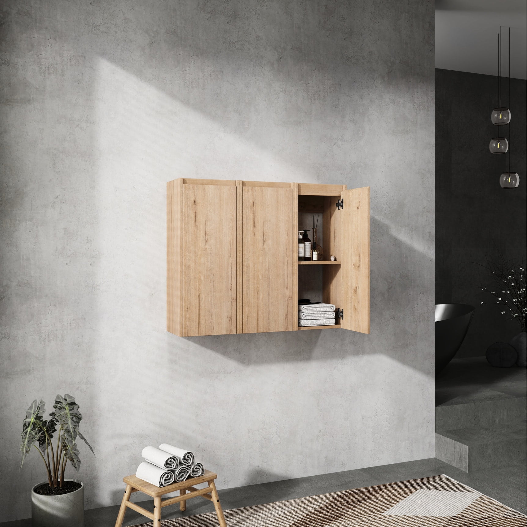29.50-Inch Tall, Wall-Mounted Unit - Reversible Door Opening - Bathroom ...