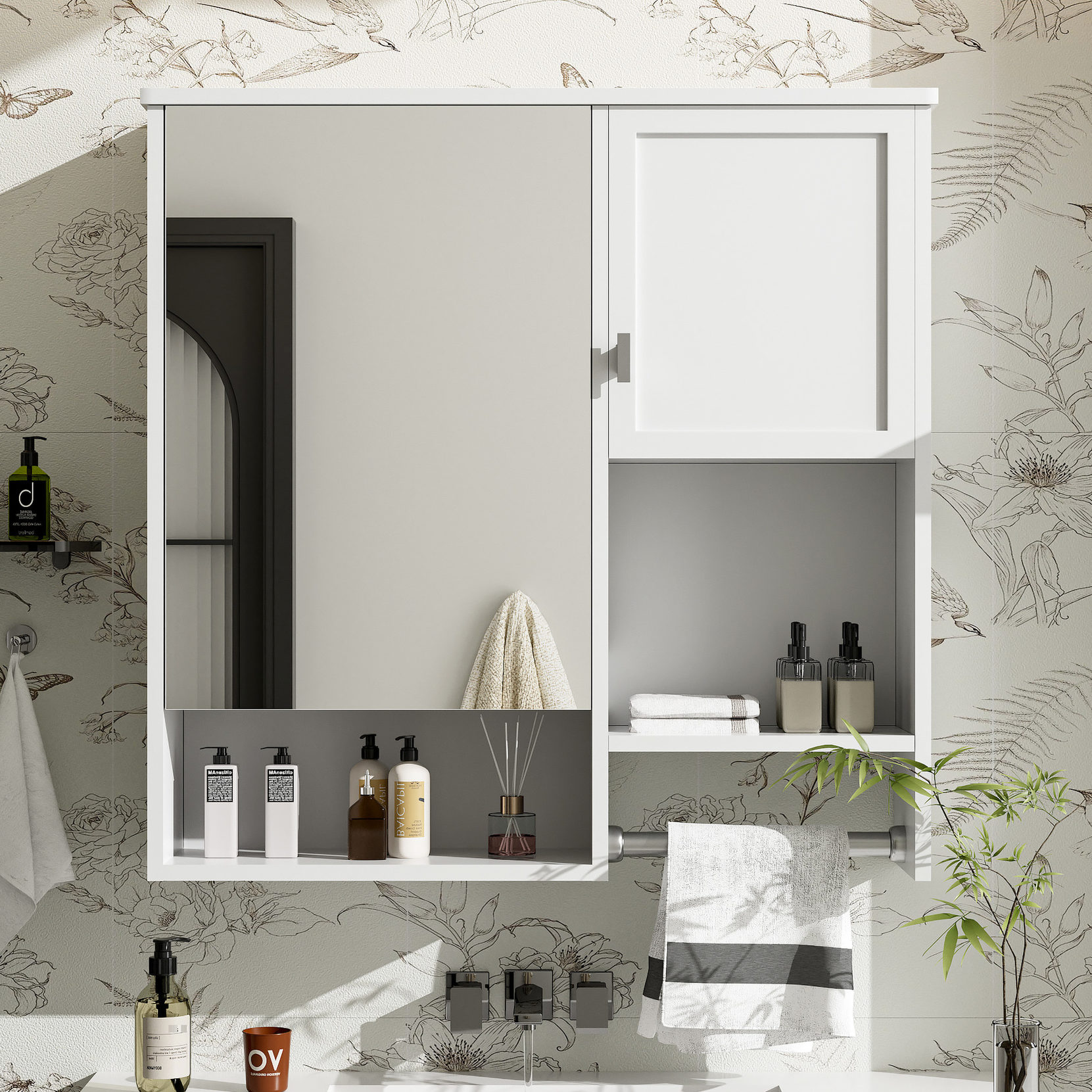 29.52"x7.12"x28.74" Wall Mounted Modern Bathroom Medicine Cabinet with ...