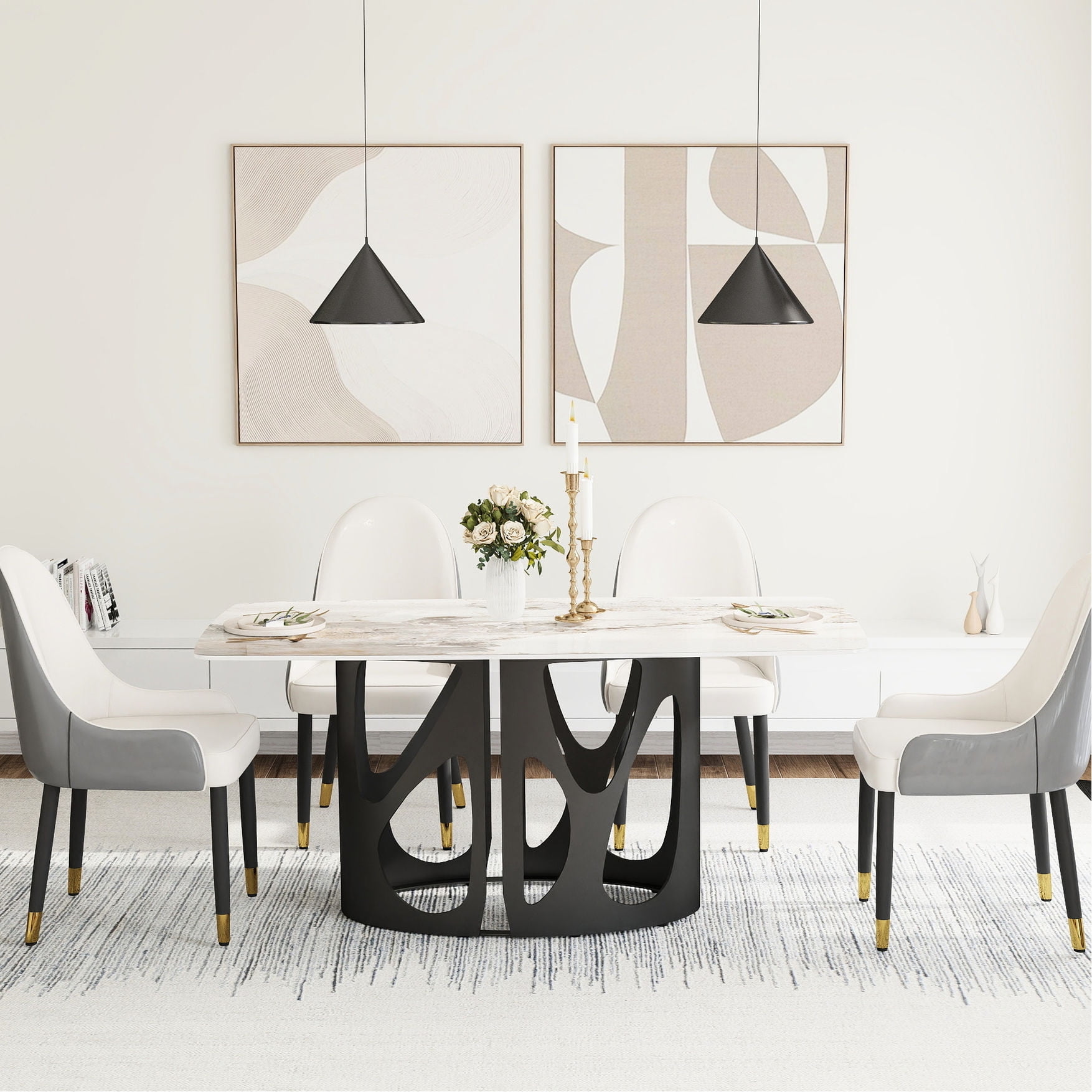 29.53" High Metal - based Table - Stable Structure - Dinner Parties ...