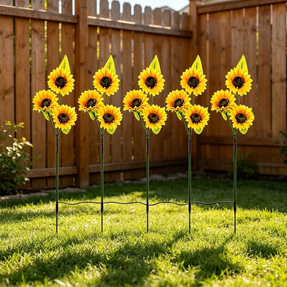 29.53 Inch 5 Pack 3 Heads Solar Sunflower Garden Lights, IP65 ...