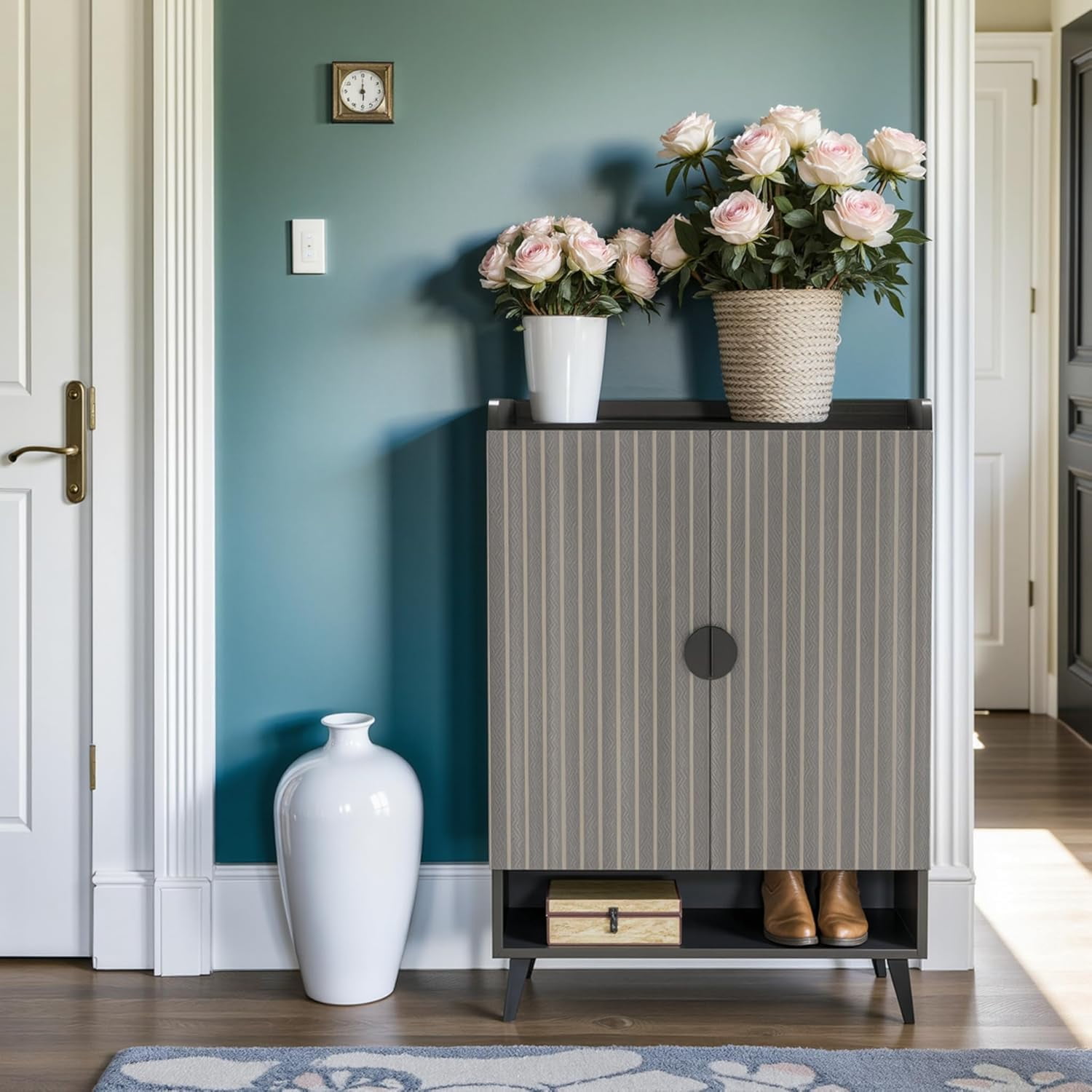 29.53" Shoe Cabinet, Modern Shoe Storage Cabinet Organizer with 2 Doors ...