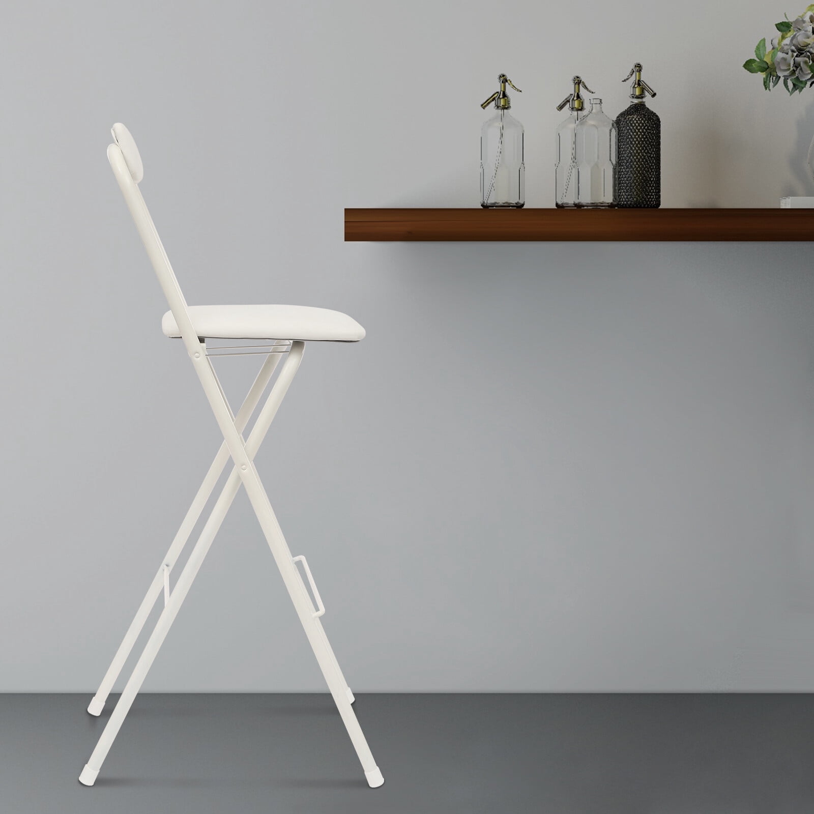 29.53in White Freestanding Foldable Bar Chair Portable Folding Stool ...