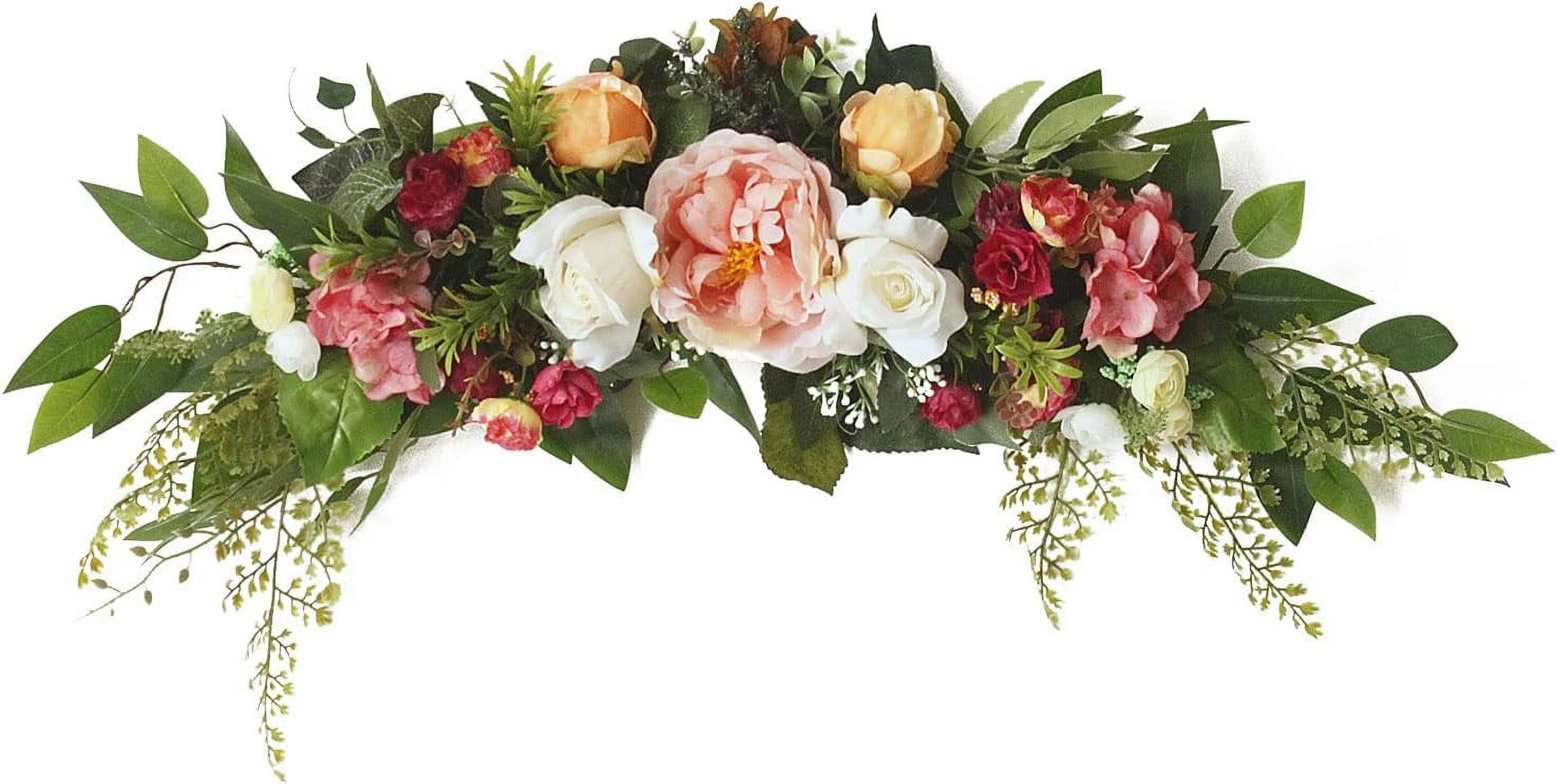 29.5Inch Artificial Peony Floral Swag,Simulation Mixed Flower Lintel ...