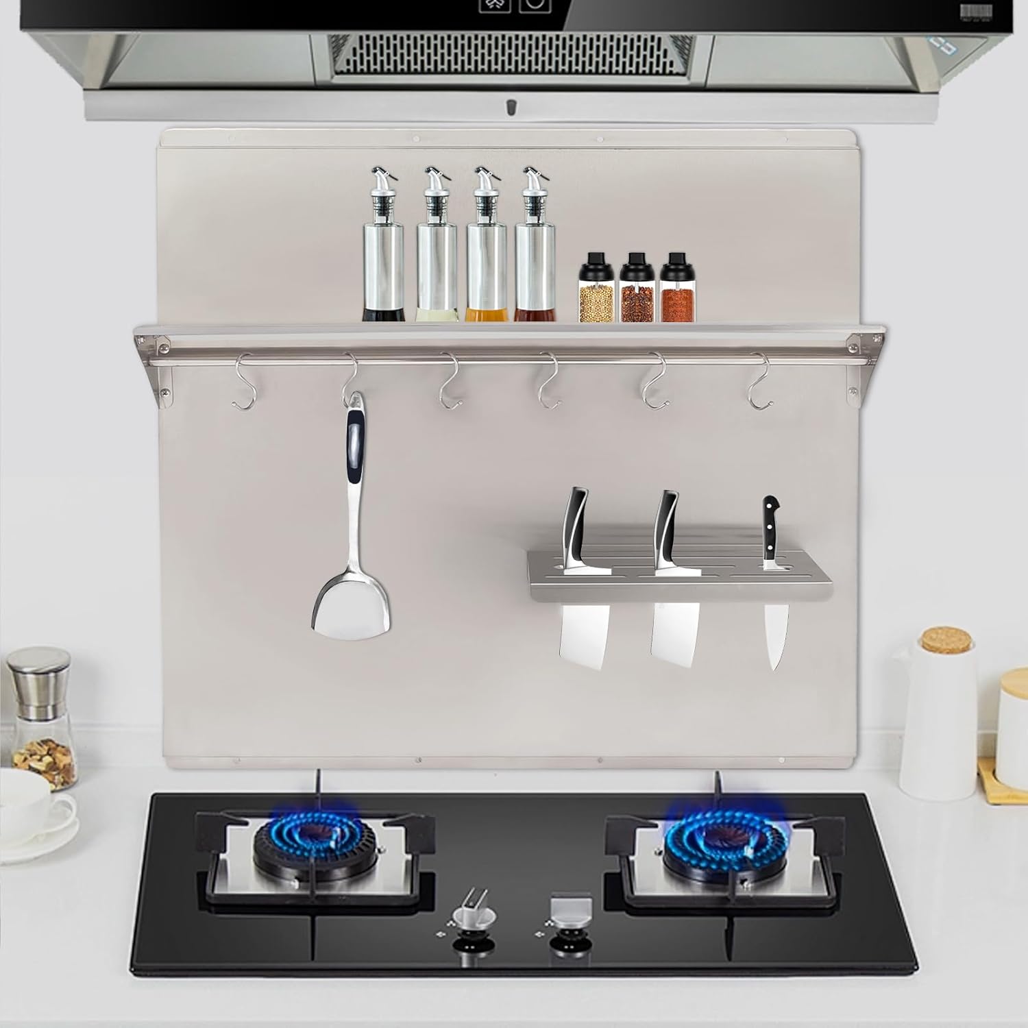 29.5x 29.5 In Stainless Steel Backsplash,Range Backsplash with Shelf ...