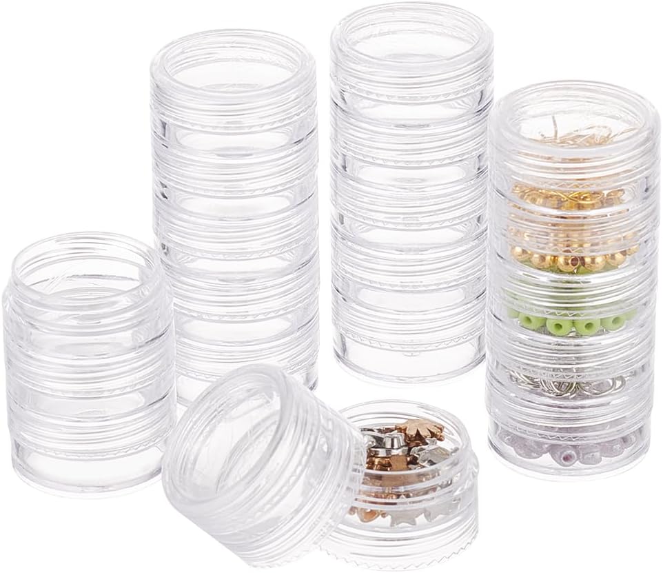 29.5x17.5mm/1.16x0.69inch (8g 8ml) Stackable Round Plastic Containers 10 Column(5 Layer/Column ...