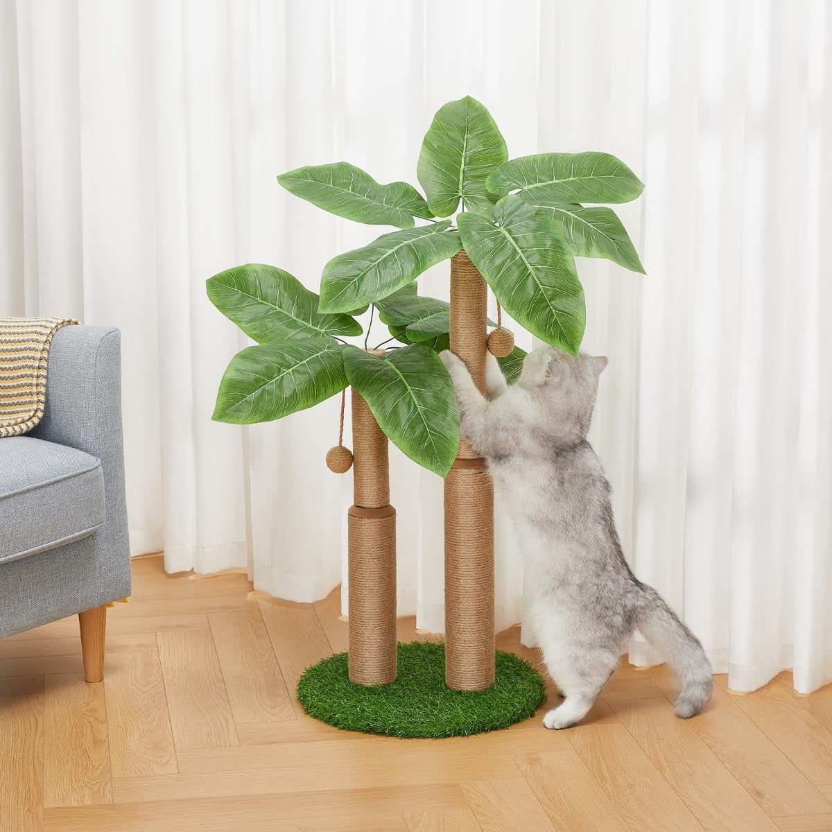 29.7inch Scratching Post with Sisal Poles & Interactive Balls for ...
