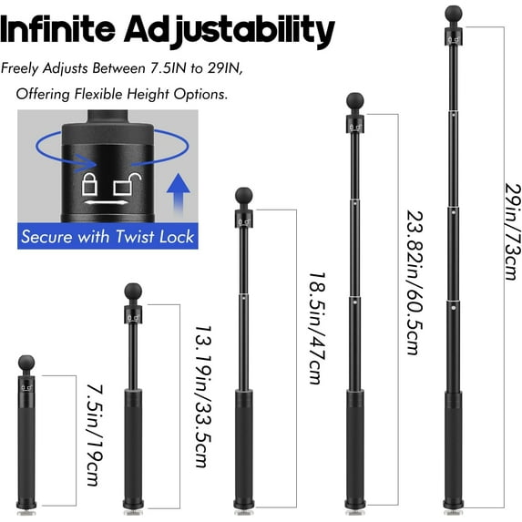 29" Adjustable Kayak Camera Mount with Extendable Stand for and 1/4 ...