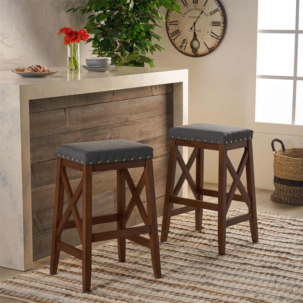 29" Backless Bar Stools Set of 2, Counter Height Barstools with ...
