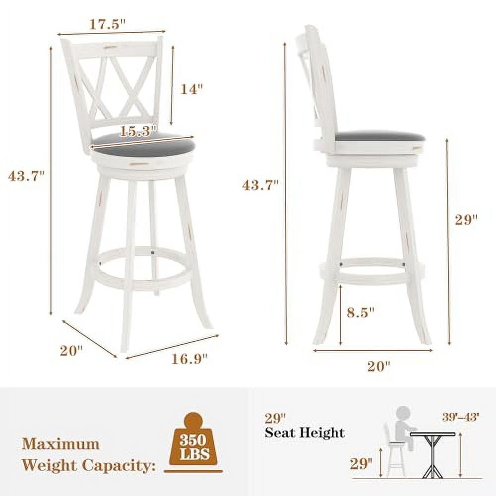 29" Bar Height Swivel Stools - High Back Swivel Barstools with ...