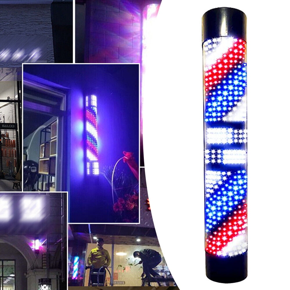 29" Barber Shop LED Pole Light Rotating 3 Color Stripes Wall Lamp Sign ...