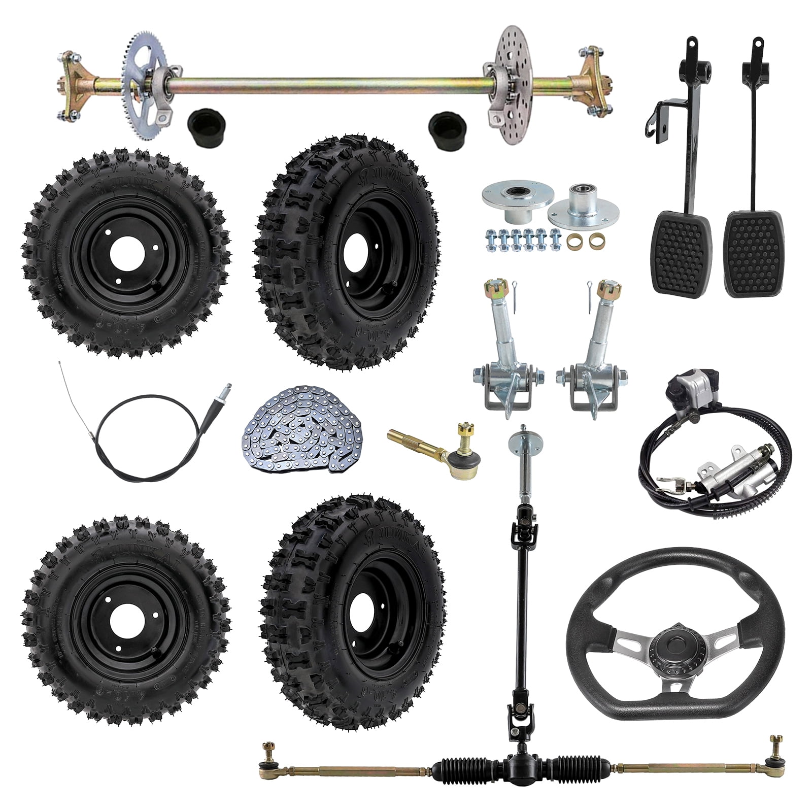 29" Complete Go Kart Rear Live Axle Kit with 4.10-6 Wheels Tires, Go ...