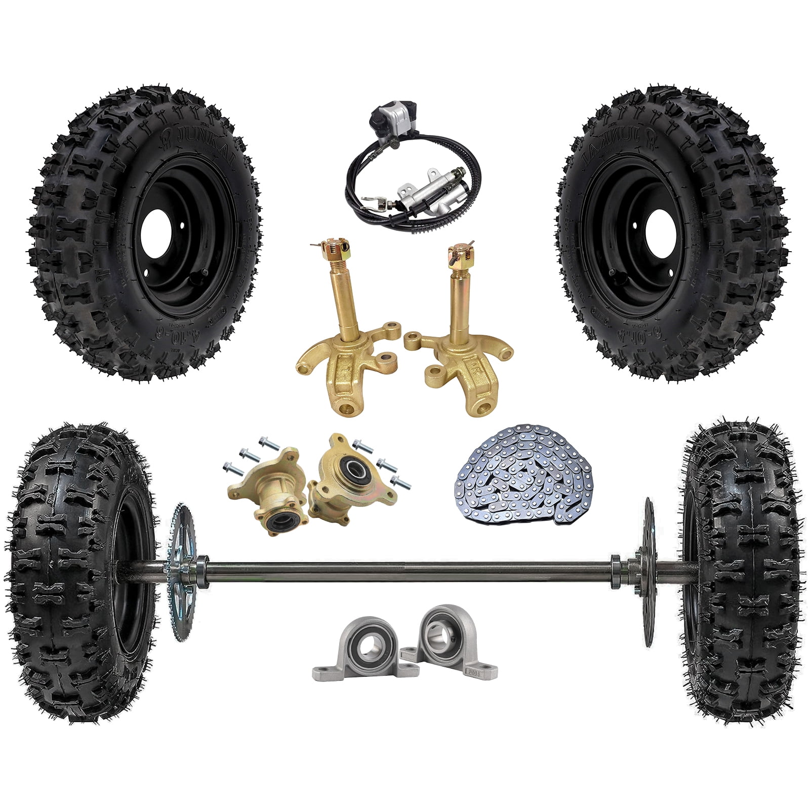 29" Complete Rear Axle Shaft Kit with 6" Wheels, Tires, Rims, Brake ...