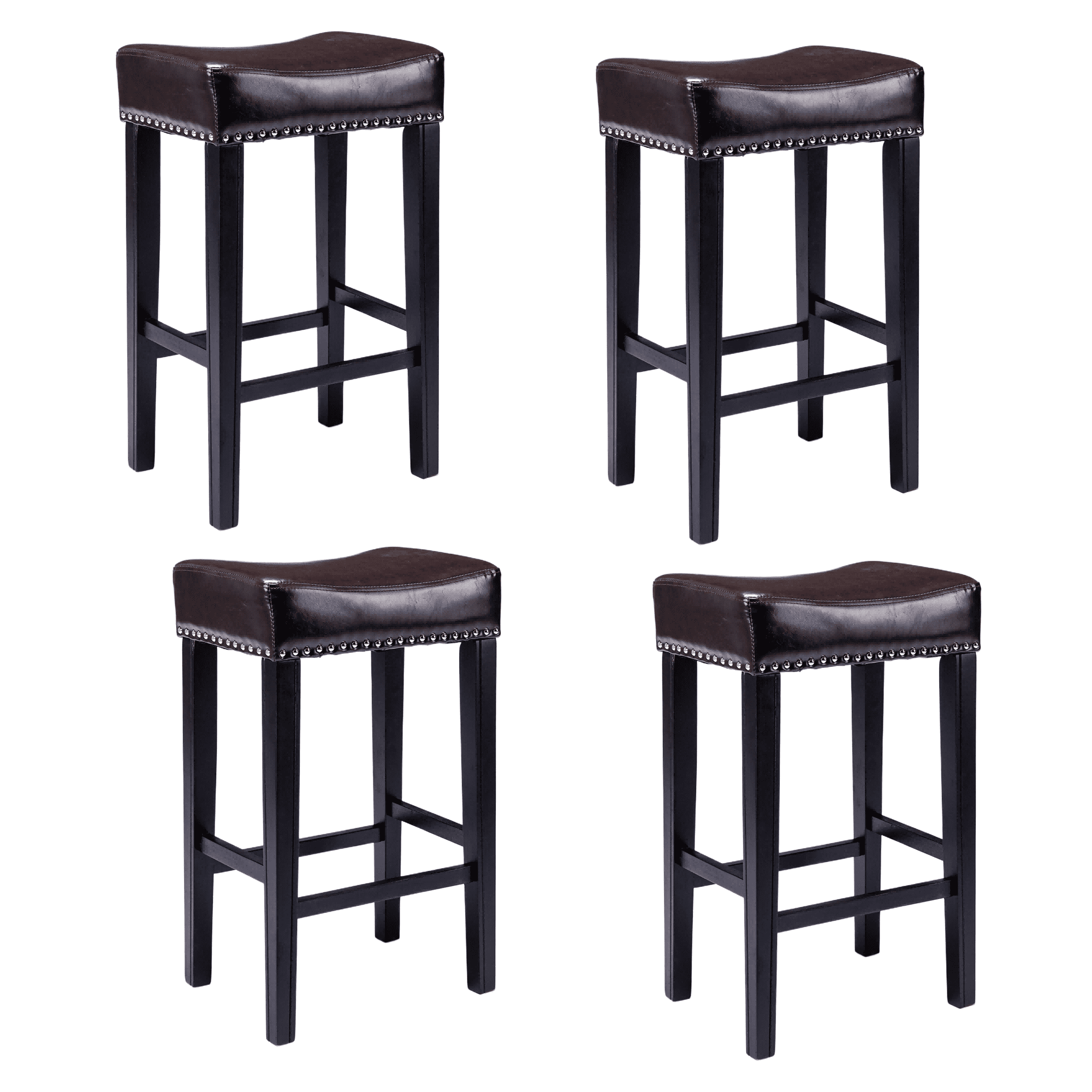 29” Counter Height Bar Stools Backless PU Leather Barstools with ...