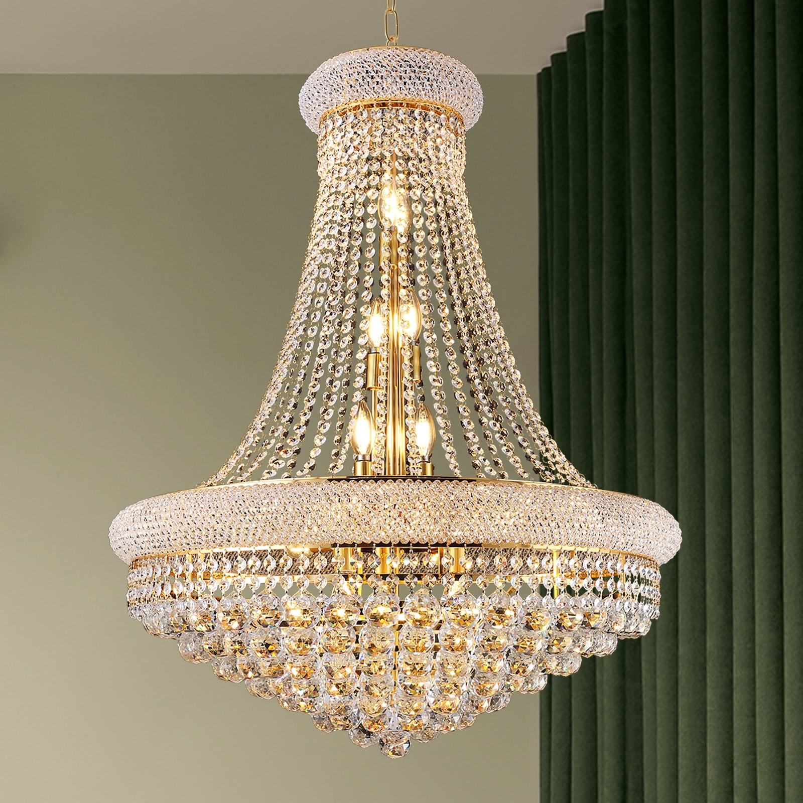 29'' Diameter Luxury Lobby High Ceiling Crystal Chandelier Gold Frame ...