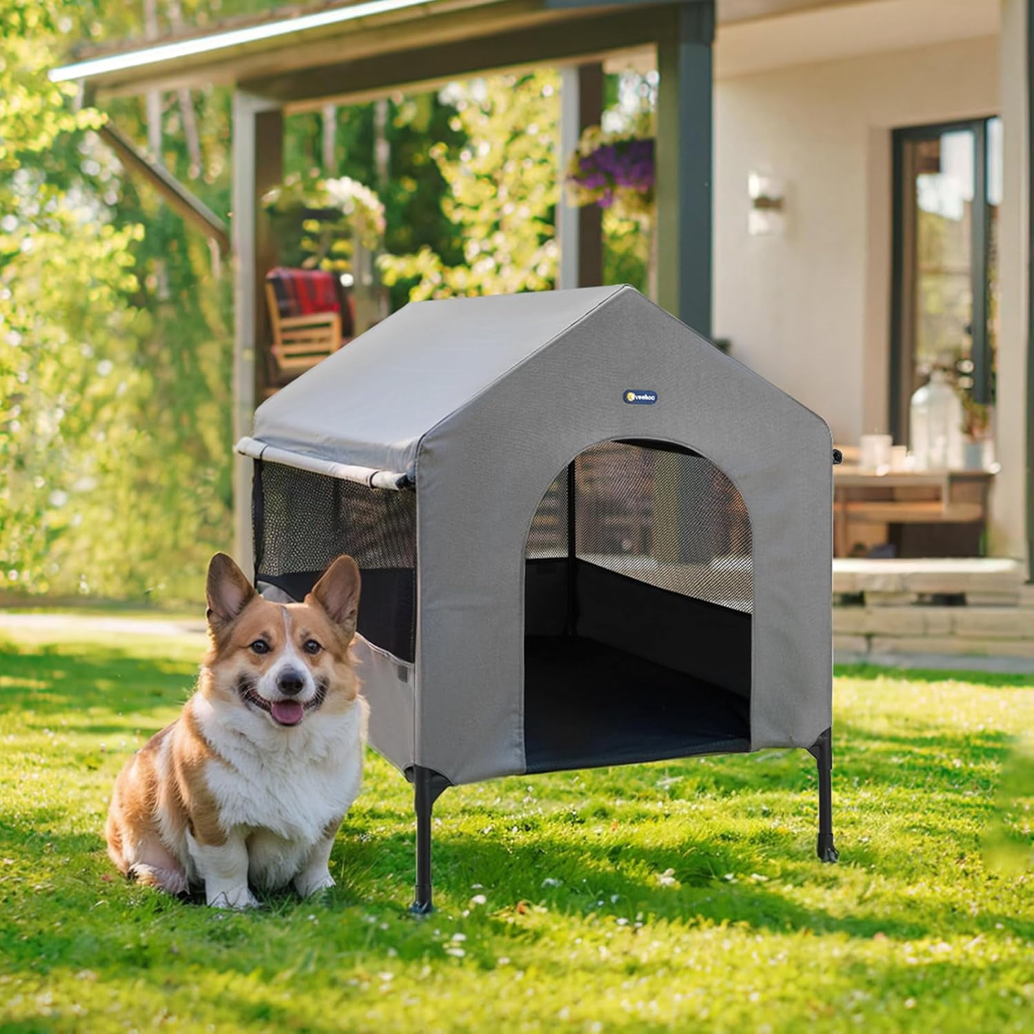 29" Dog House, 2-in-1 Small Dog House Outdoor Indoor Weatherproof ...