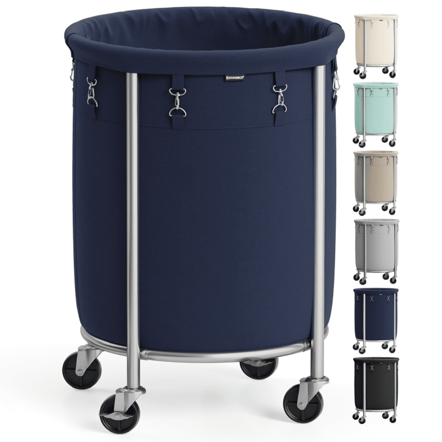 29-Gallon (110 L) Laundry Basket with Wheels, Rolling Round Heavy-Duty ...