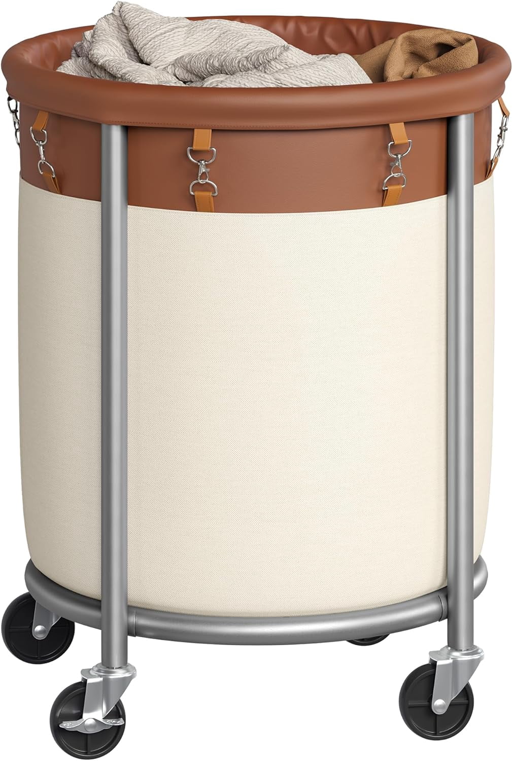 29-Gallon (110 L) Laundry Basket with Wheels, Rolling Round Heavy-Duty ...