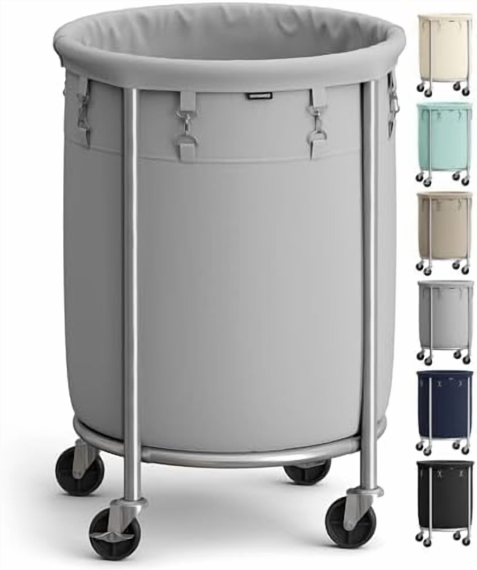 29-Gallon (110 L) Laundry Basket with Wheels, Rolling Round Heavy-Duty ...