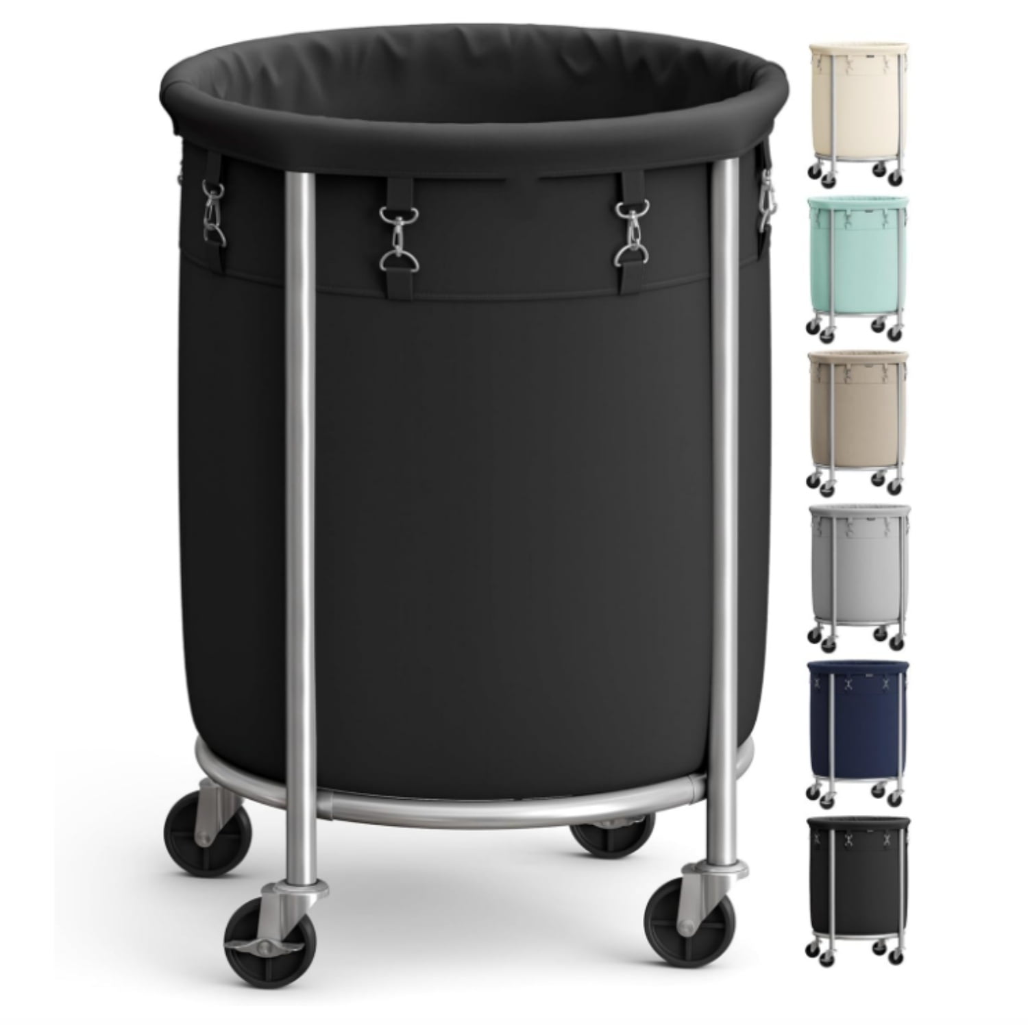 29-Gallon (110 L) Laundry Basket with Wheels, Rolling Round Heavy-Duty ...