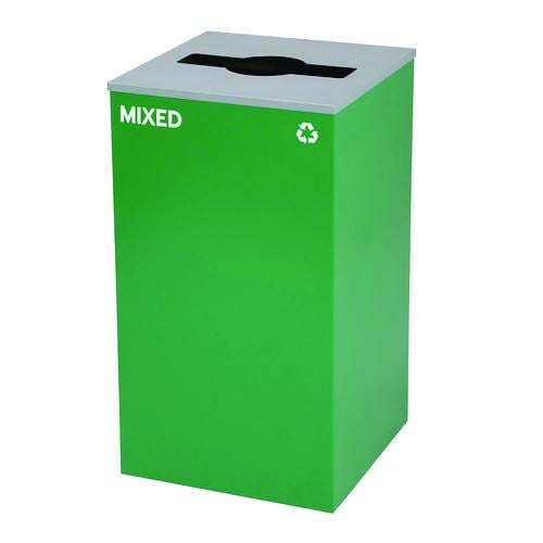 29 Gallon Trash/Recycling Cans, Steel, Green Mixed Recycling Can with ...