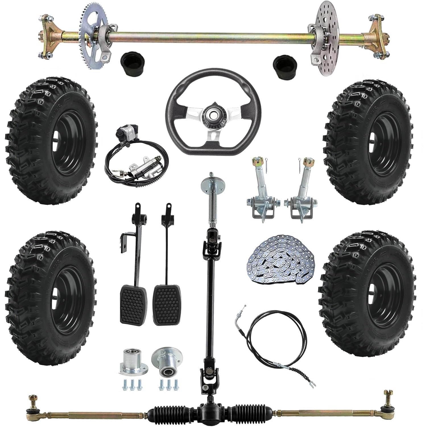 29" Go Kart Axle Kit, 740mm Rear Axle Kit with 13x4.10-6 Wheels Tires ...