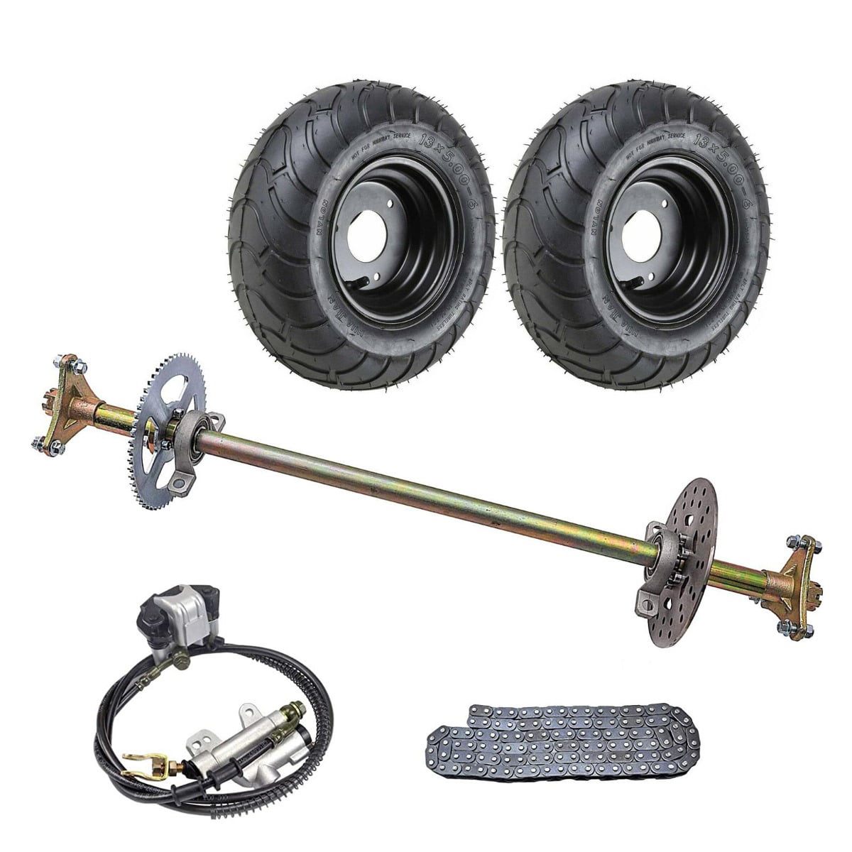 29" Go Kart Rear Live Axle Kit, 13x5.00-6" Complete Wheels Tires, T8F ...