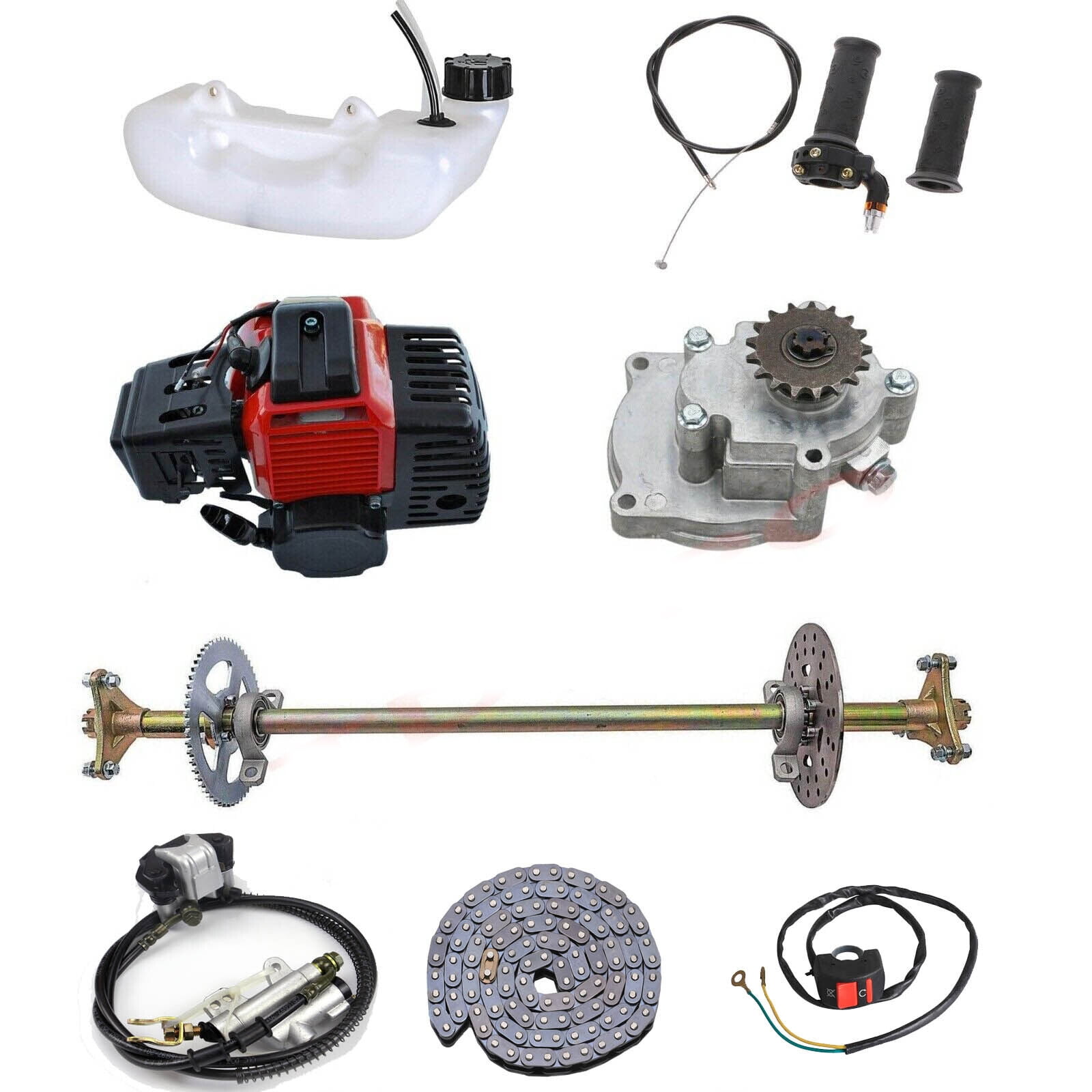29" Go Kart Rear Live Axle Kit with Wheel Hubs, Brake Assembly, T8F ...