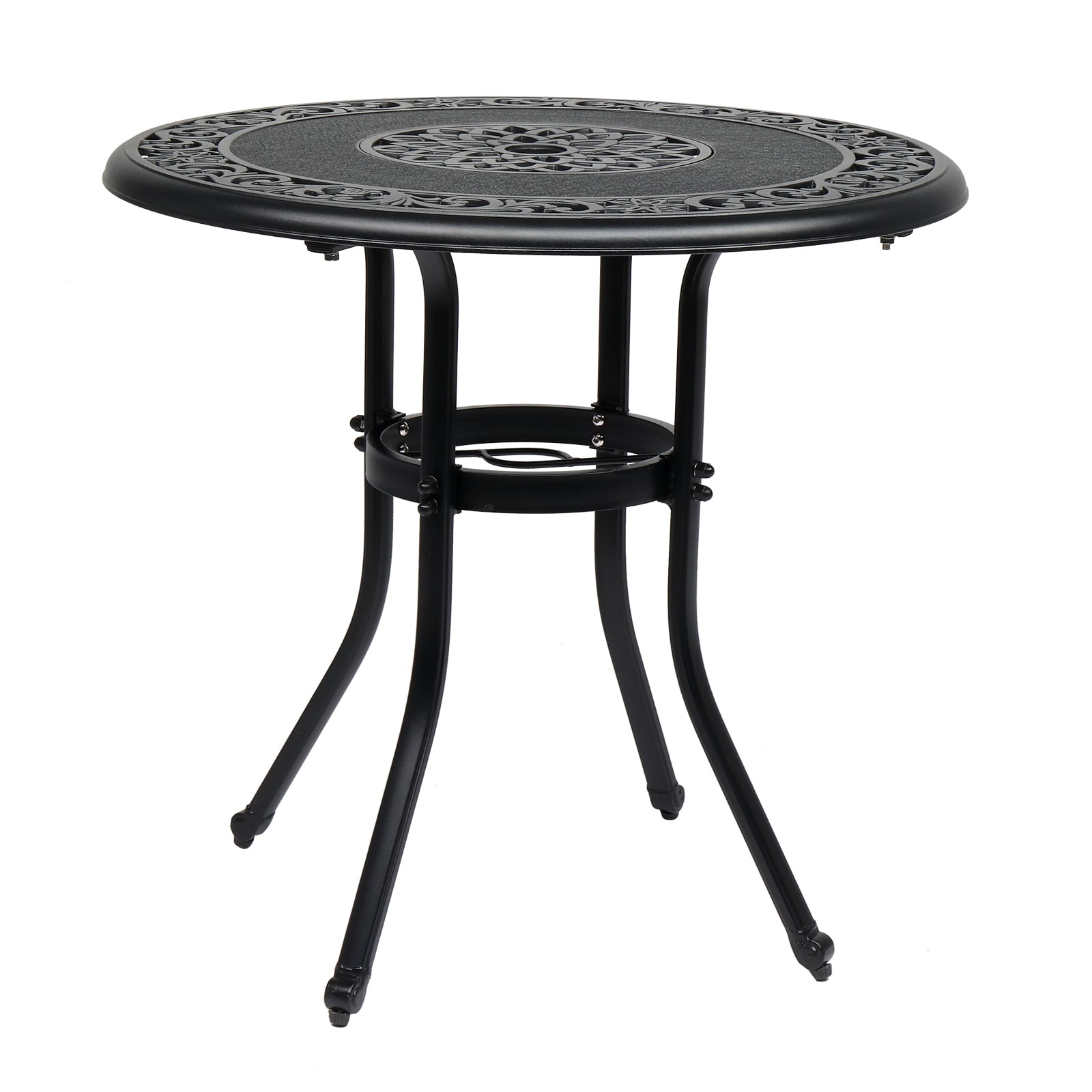 29"H Patio Cast Aluminium Round Dining Table, Bar Table with 1.97 ...