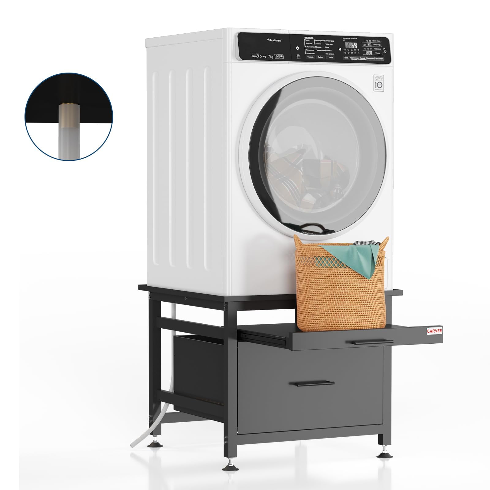 29" Heavy Duty Metal Washer and Dryer Pedestals with Pullout-Shelf and ...