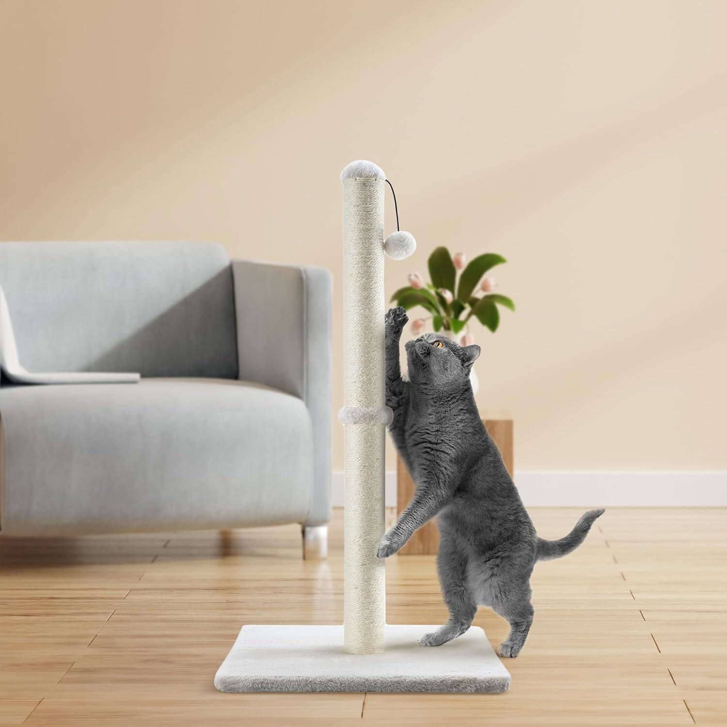 29" Height Tall Cat Scratching Post, Claw Scratcher with Sisal Rope and ...