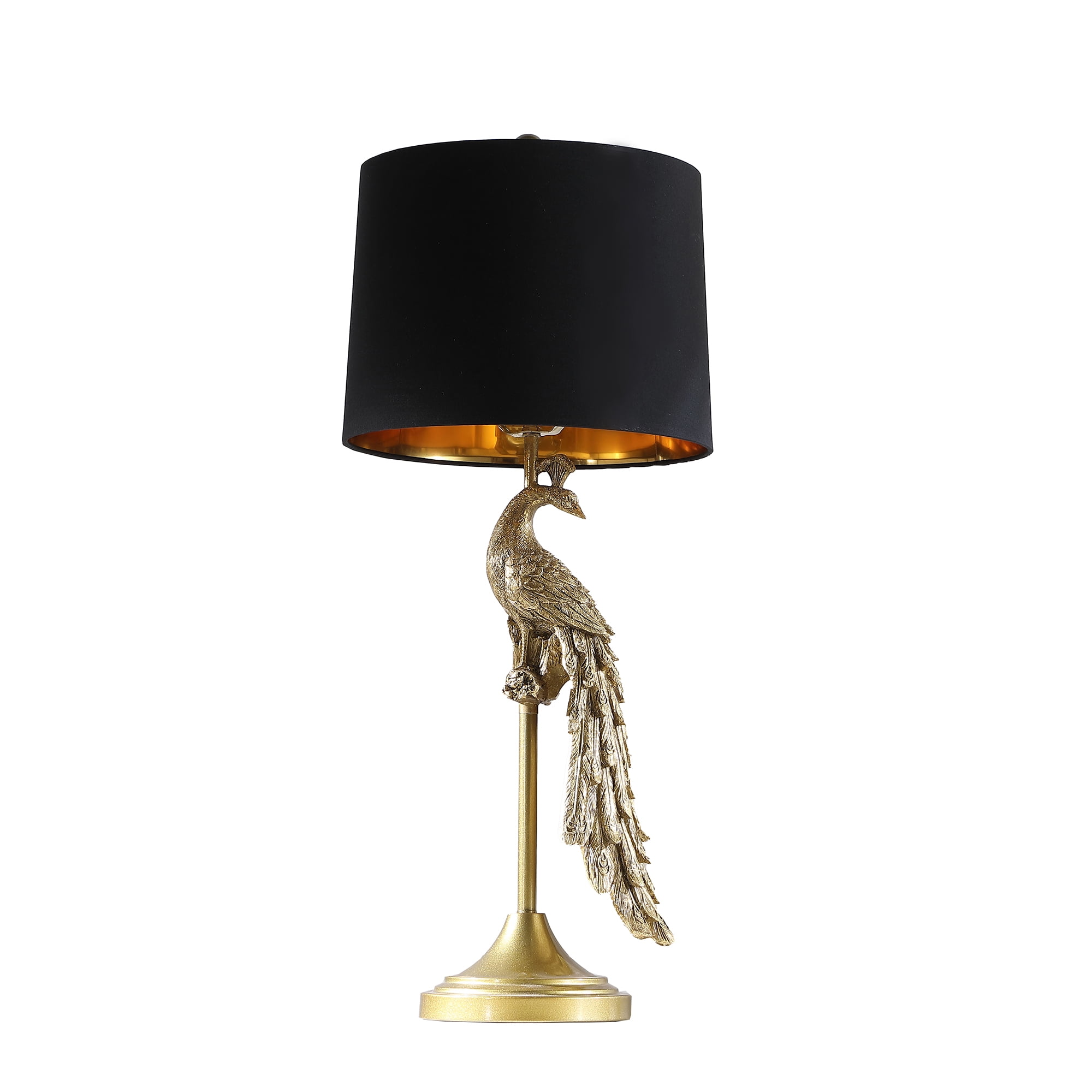 29" In Modern Elegance Golden Peacock On A Pedestal Polyresin Table ...