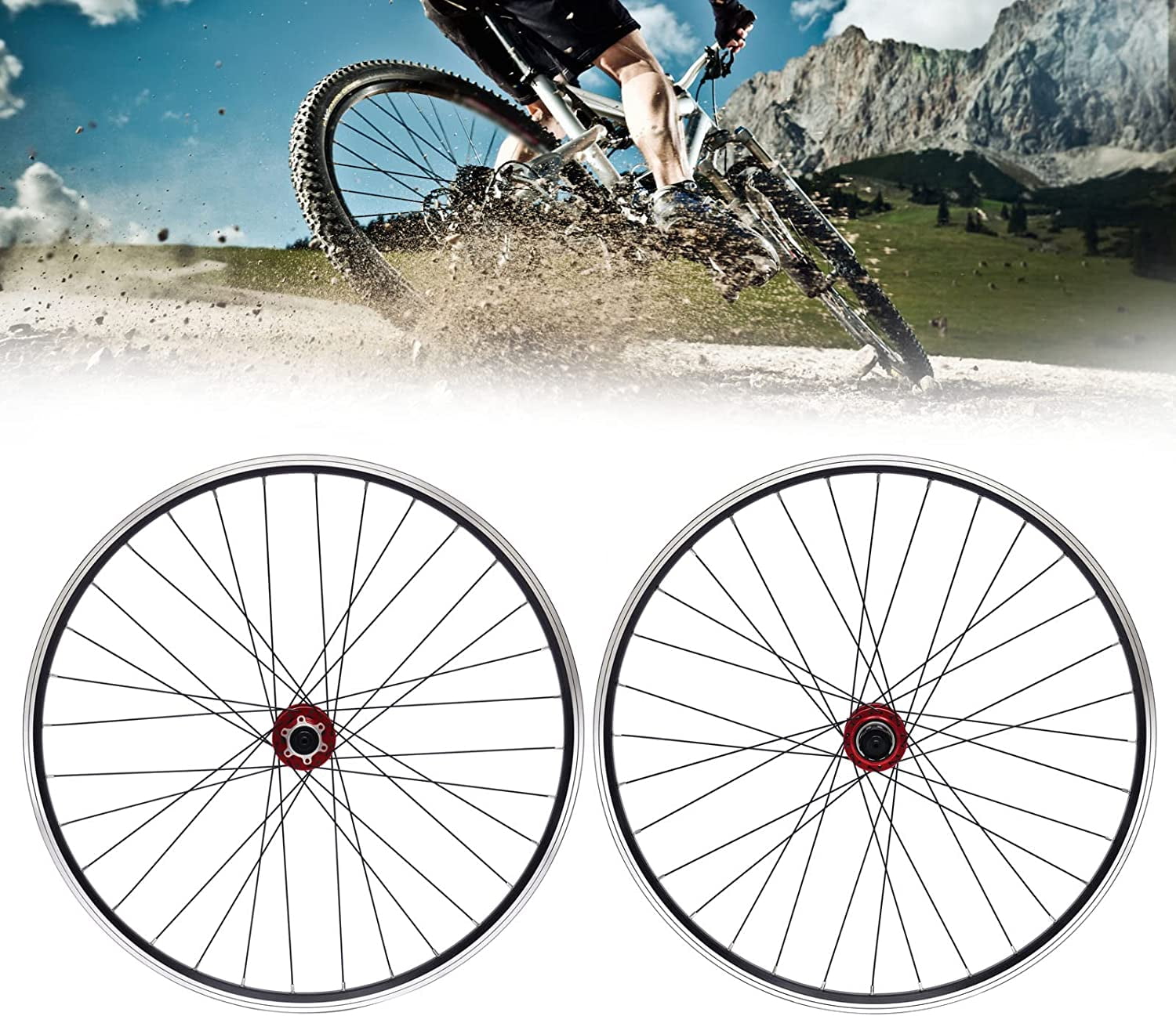 29 Inch Bike Wheels Rim Set (Front+ Rear),Double Six-hole Disc with ...