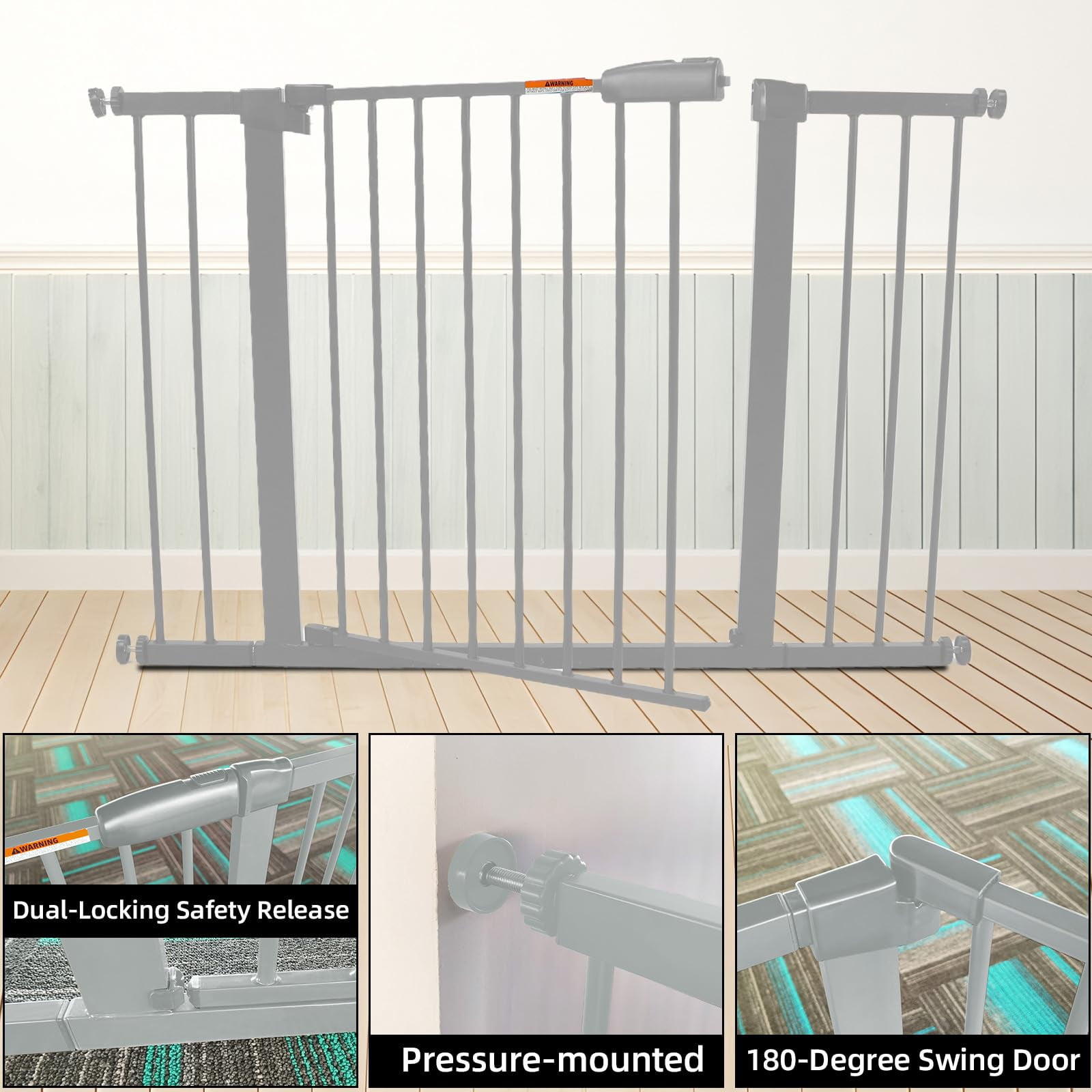 29 Inch Dog Gate Indoor, Adjustable Pet Gates for Wide Openings ...